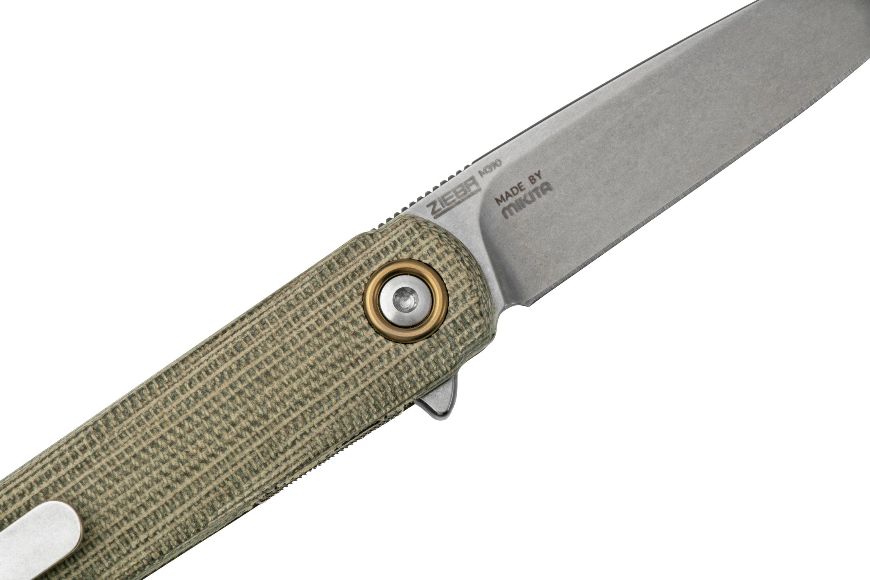 MKM Flame Light FL01L-GC drop blade, green micarta, pocket knife ...