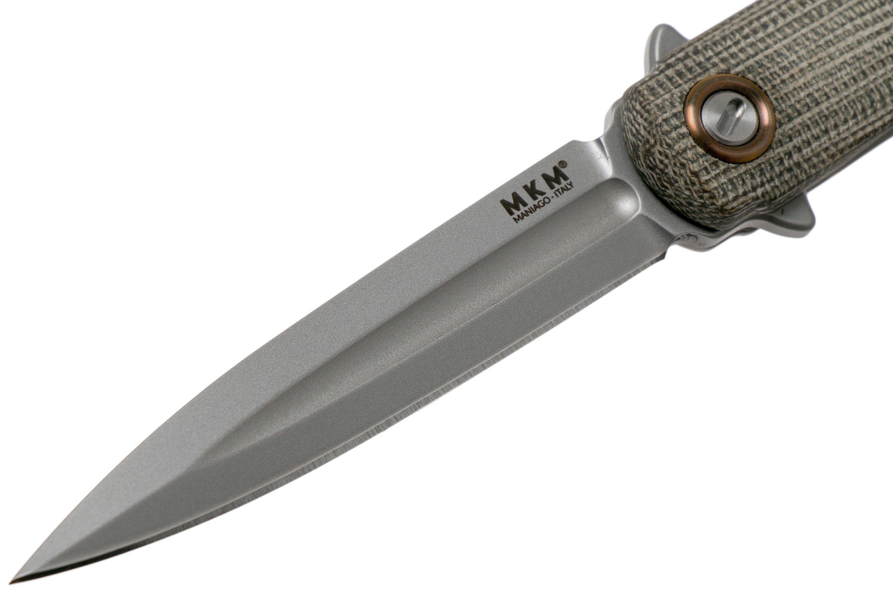 MKM Flame Dagger FL02-GCT Green Canvas Micarta pocket knife, Michael ...