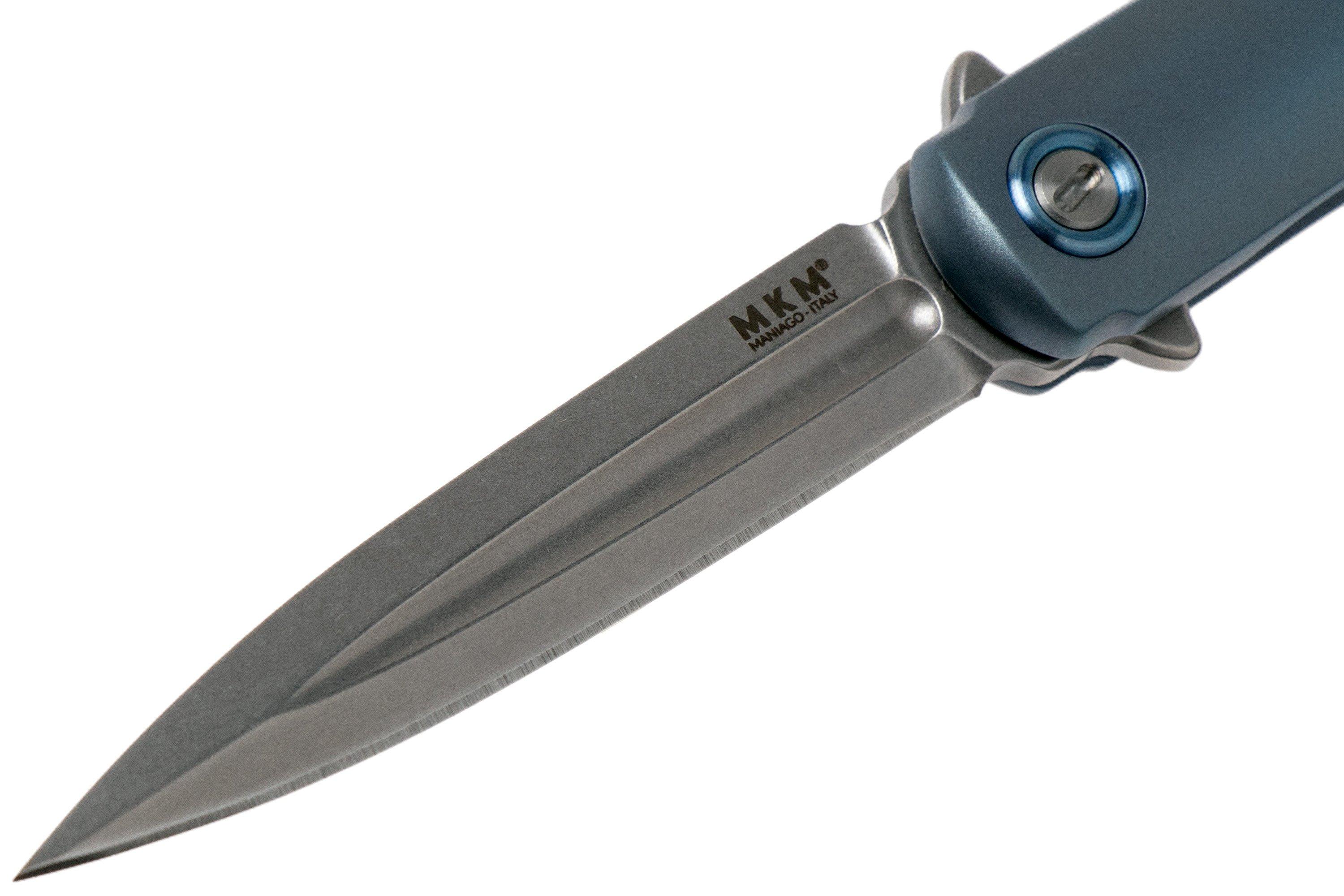 MKM Flame Dagger FL02-TBSW Blue Titanium pocket knife, Michael Zieba ...