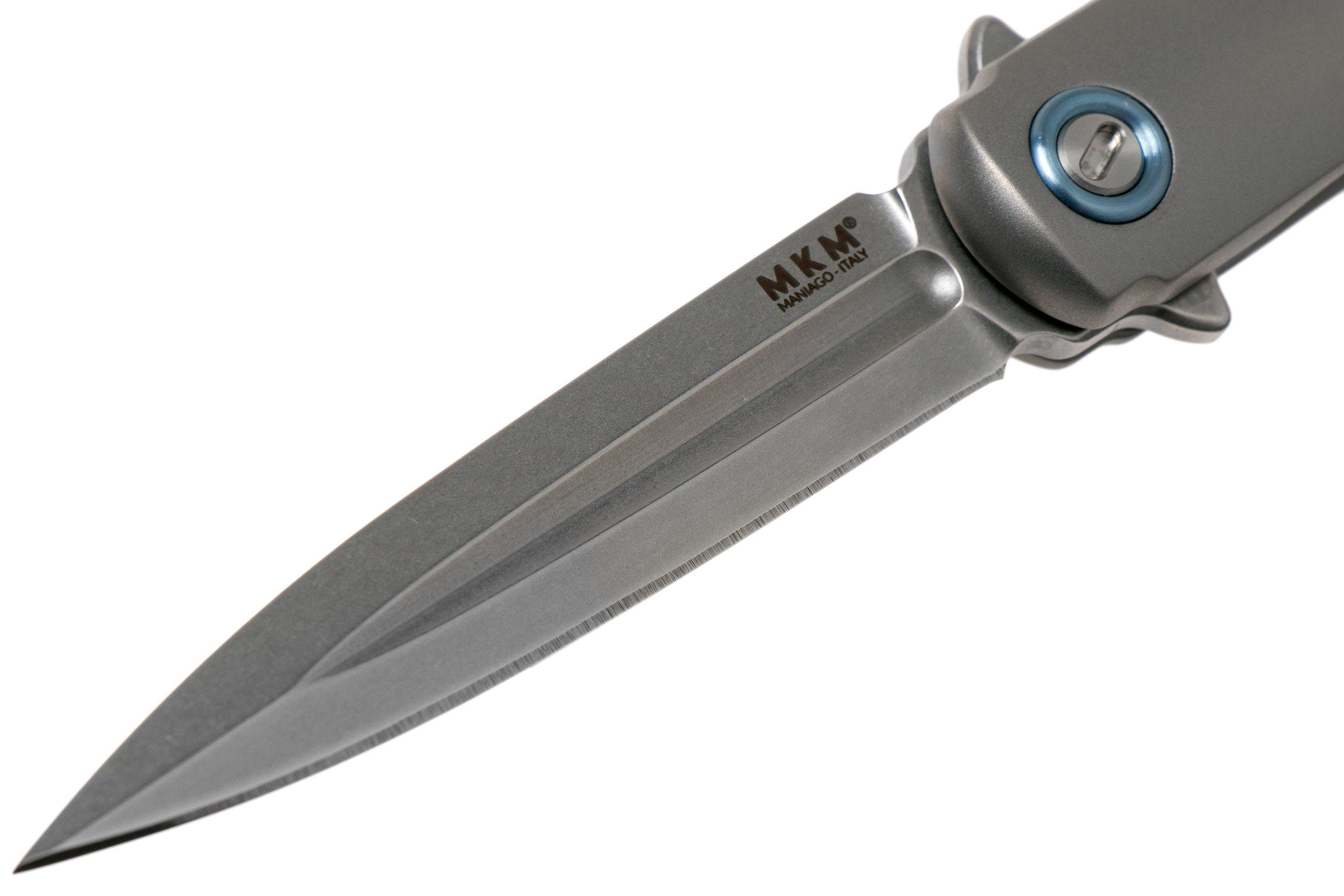 MKM Flame Dagger FL02-TSW Sandblasted Titanium pocket knife, Michael ...