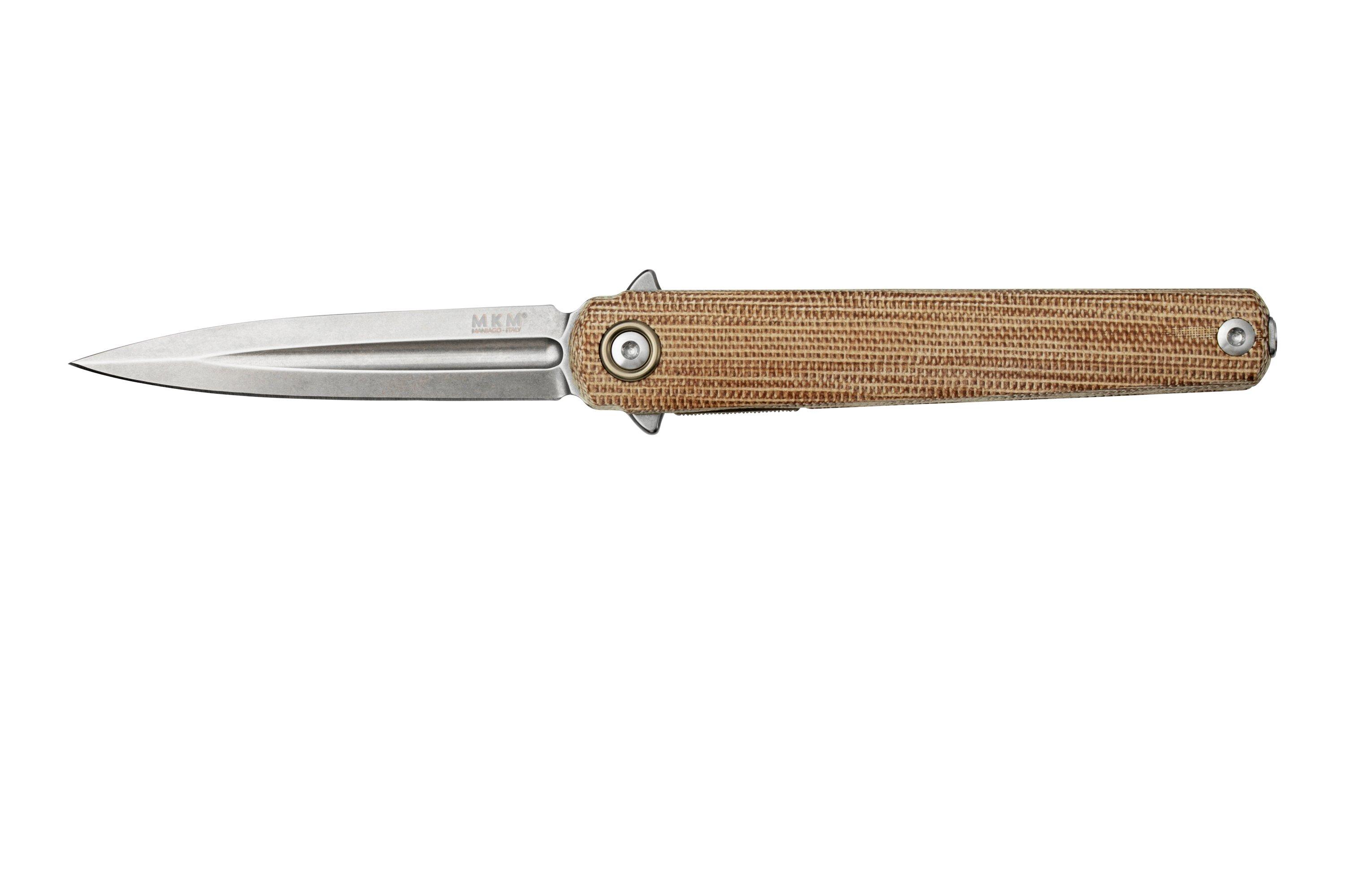 MKM Flame Light FL02L-NC dagger, natural micarta, pocket knife ...
