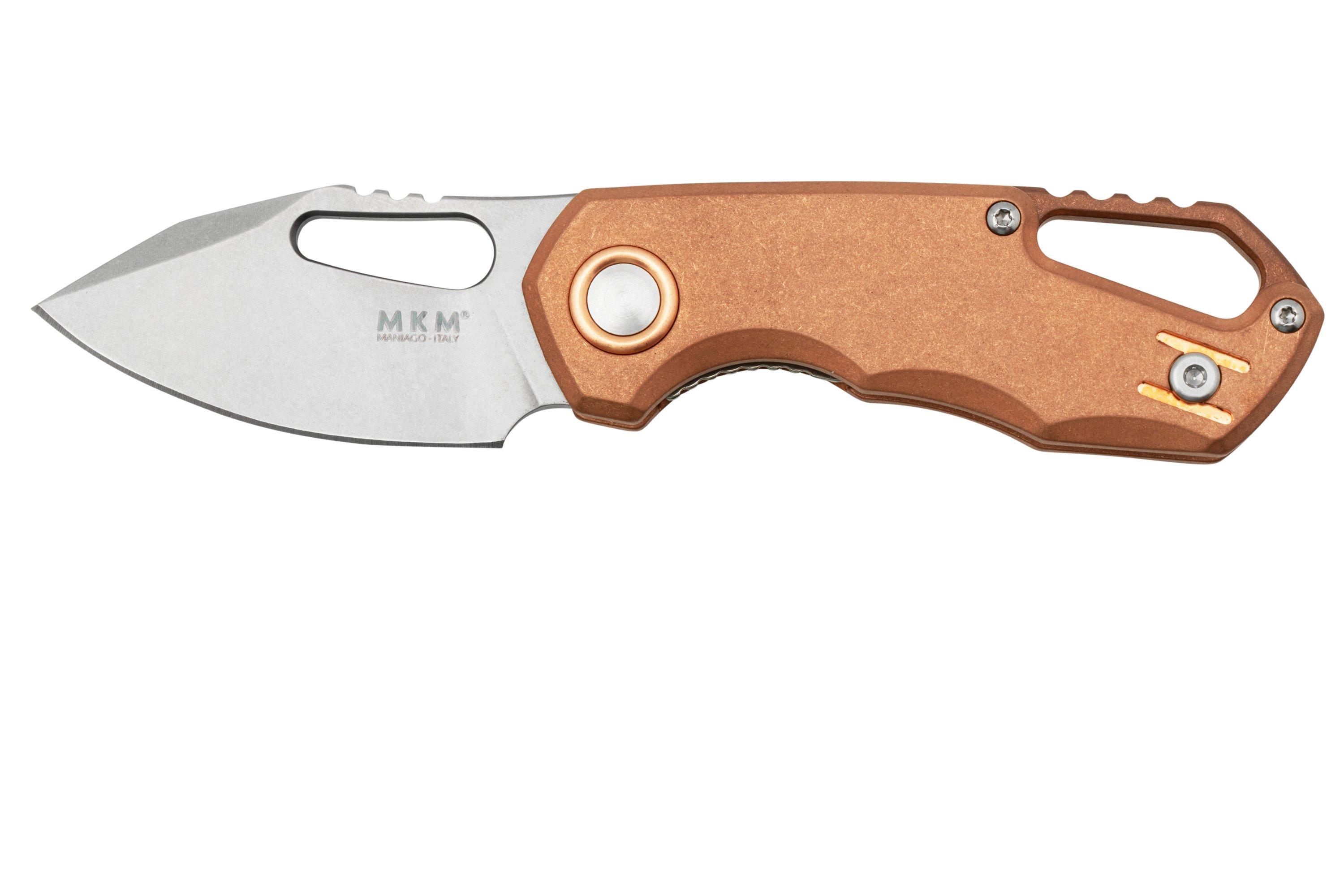 MKM Isonzo FX03-3CO Clip Point Stonewashed, Copper pocket knife, Jesper Voxnaes design ...