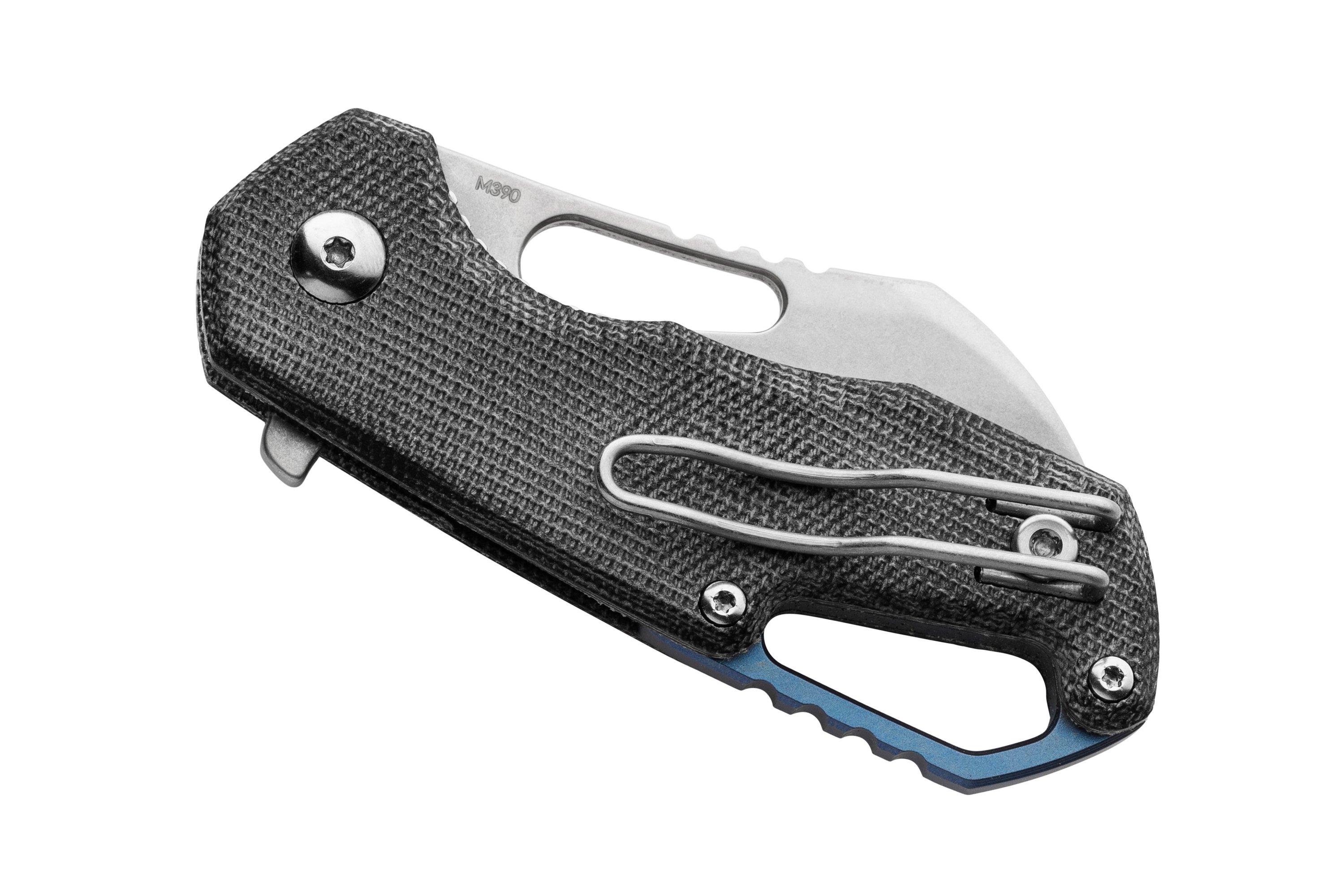 MKM Isonzo FX03M-1BC Hawkbill M390, Black Canvas Micarta zakmes, Jesper ...