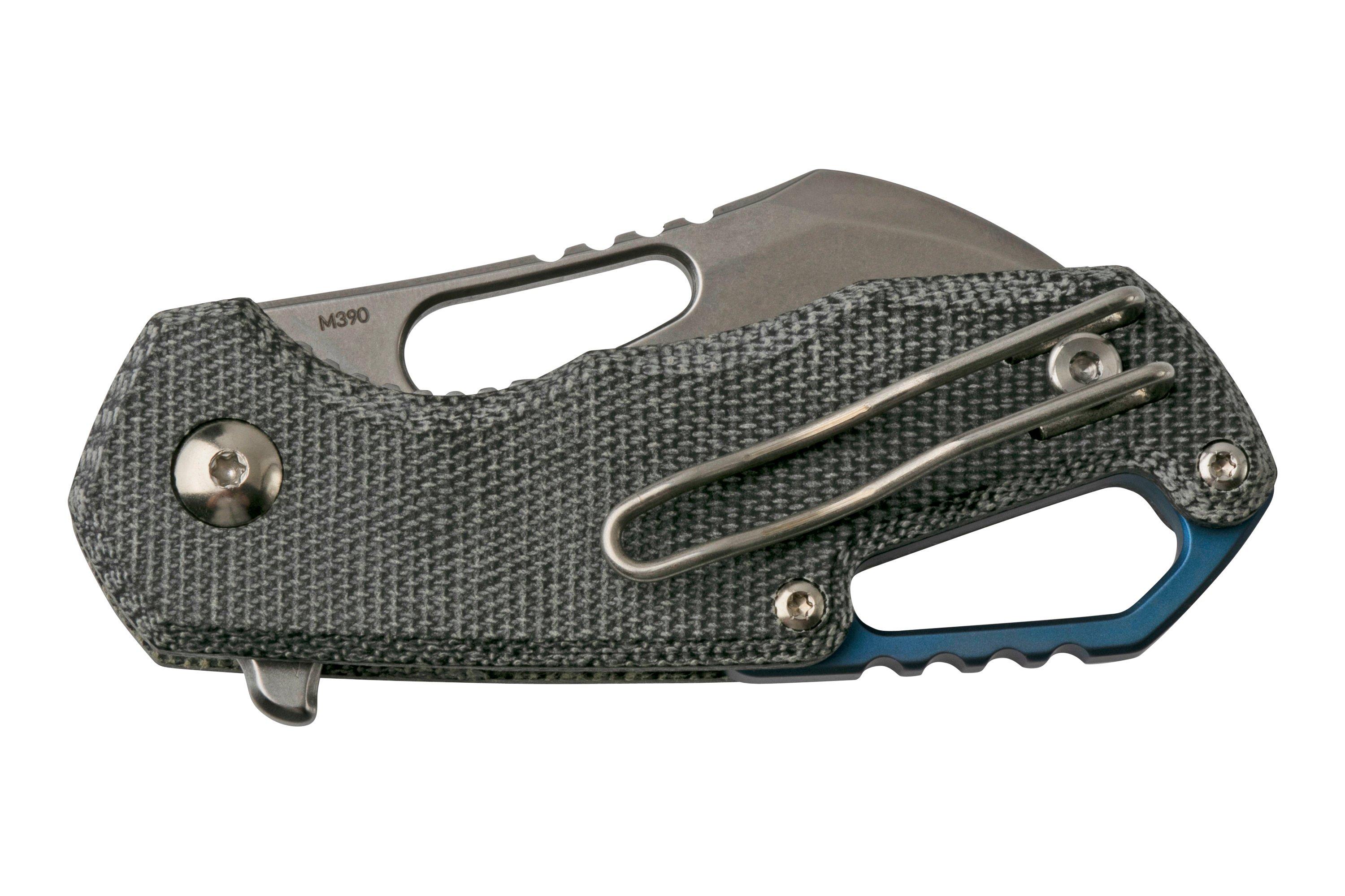 MKM Isonzo FX03M-1BC Hawkbill M390, Black Canvas Micarta pocket knife ...