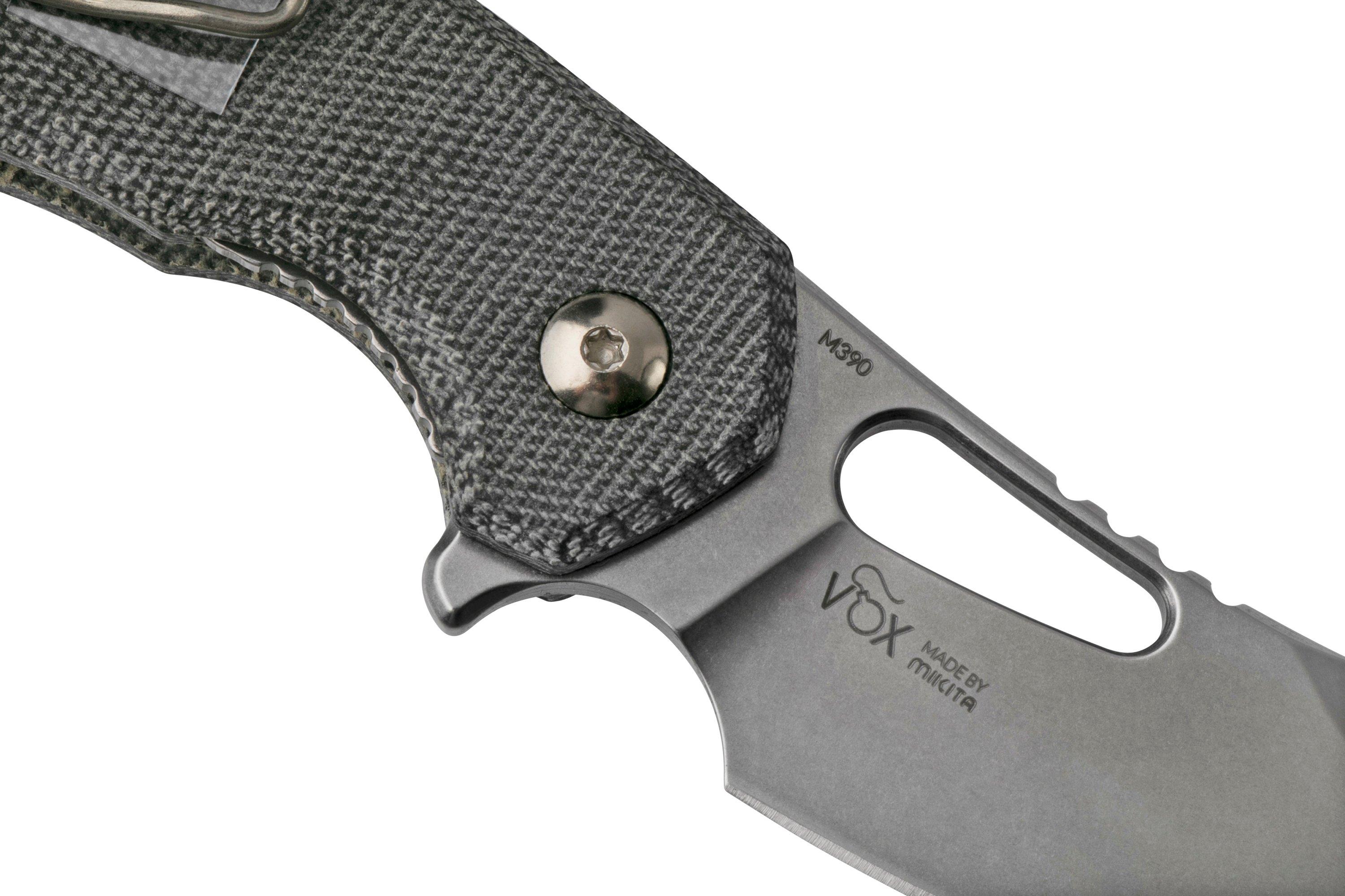 MKM Isonzo FX03M-1BC Hawkbill M390, Black Canvas Micarta pocket knife ...