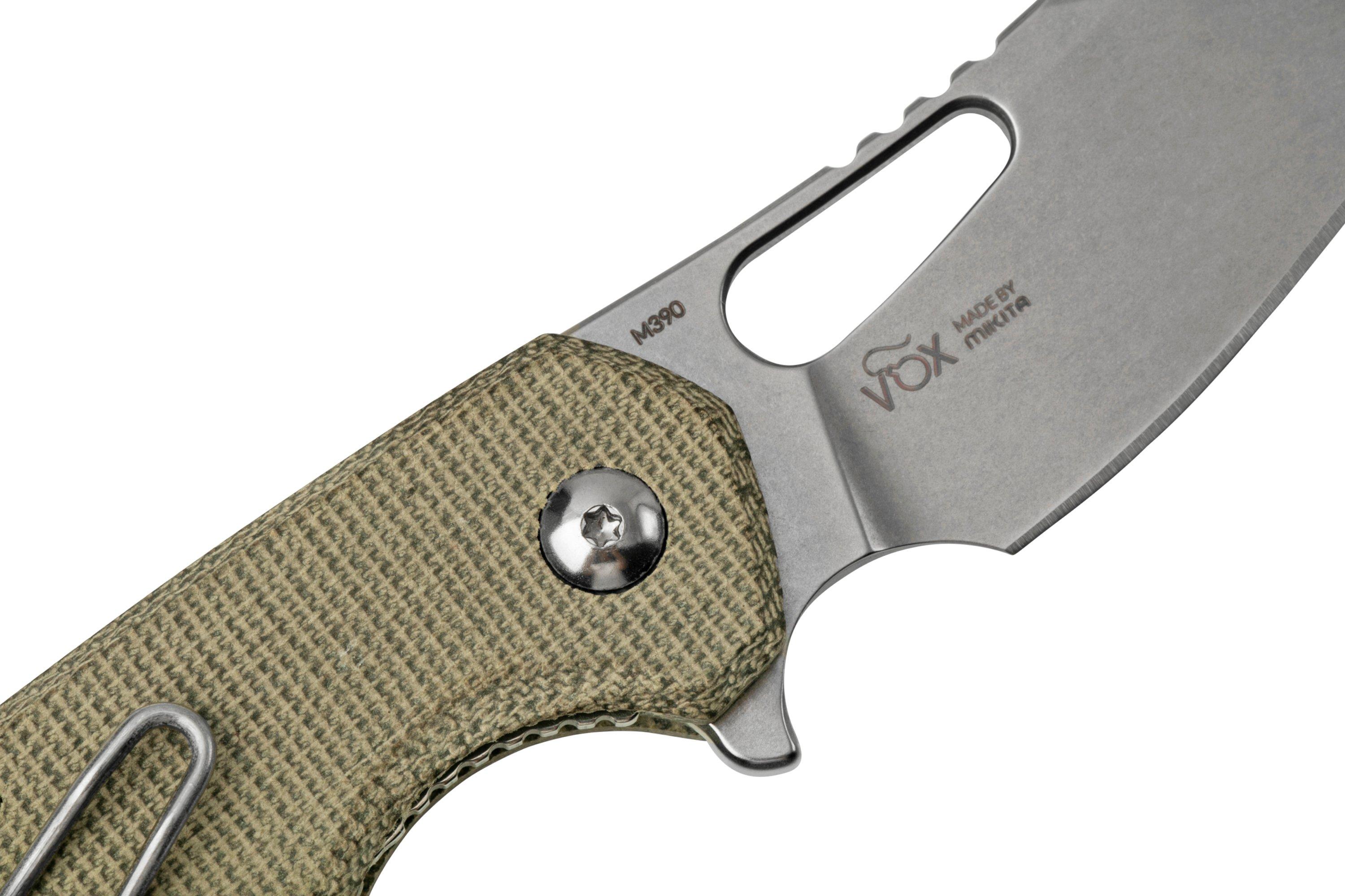 MKM Isonzo FX03M-1GC Hawkbill M390, Green Canvas Micarta pocket knife ...