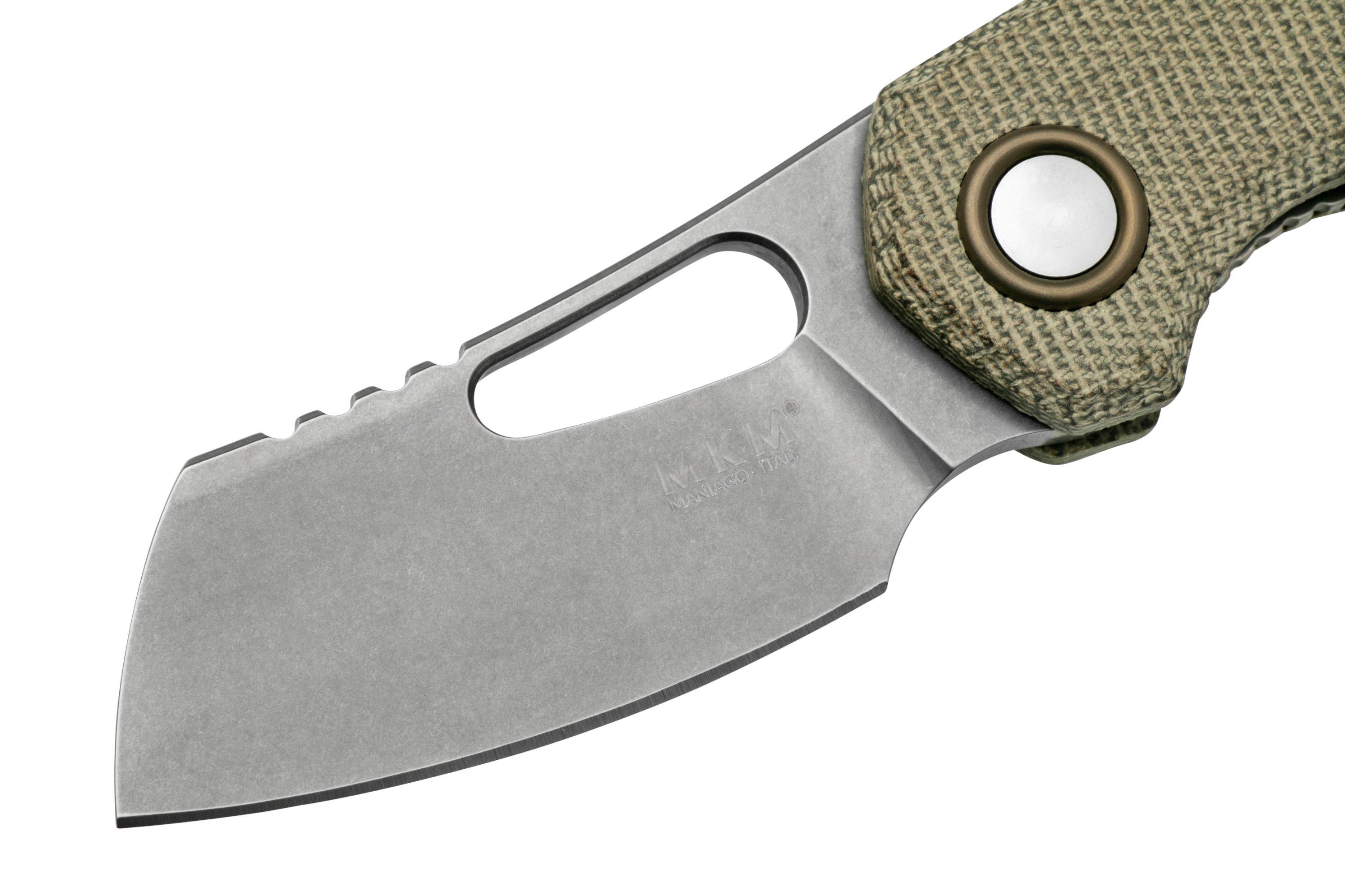 MKM Isonzo FX03M-2GC Cleaver M390, Green Canvas Micarta pocket knife ...