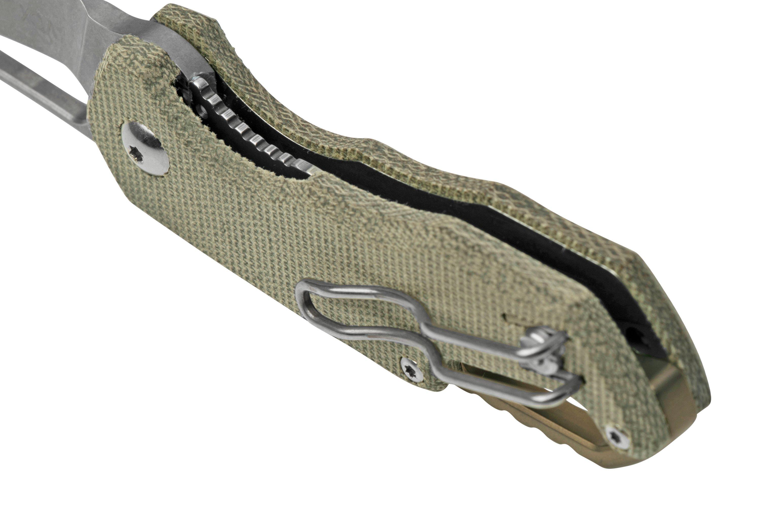 MKM Isonzo FX03M-2GC Cleaver M390, Green Canvas Micarta pocket knife ...