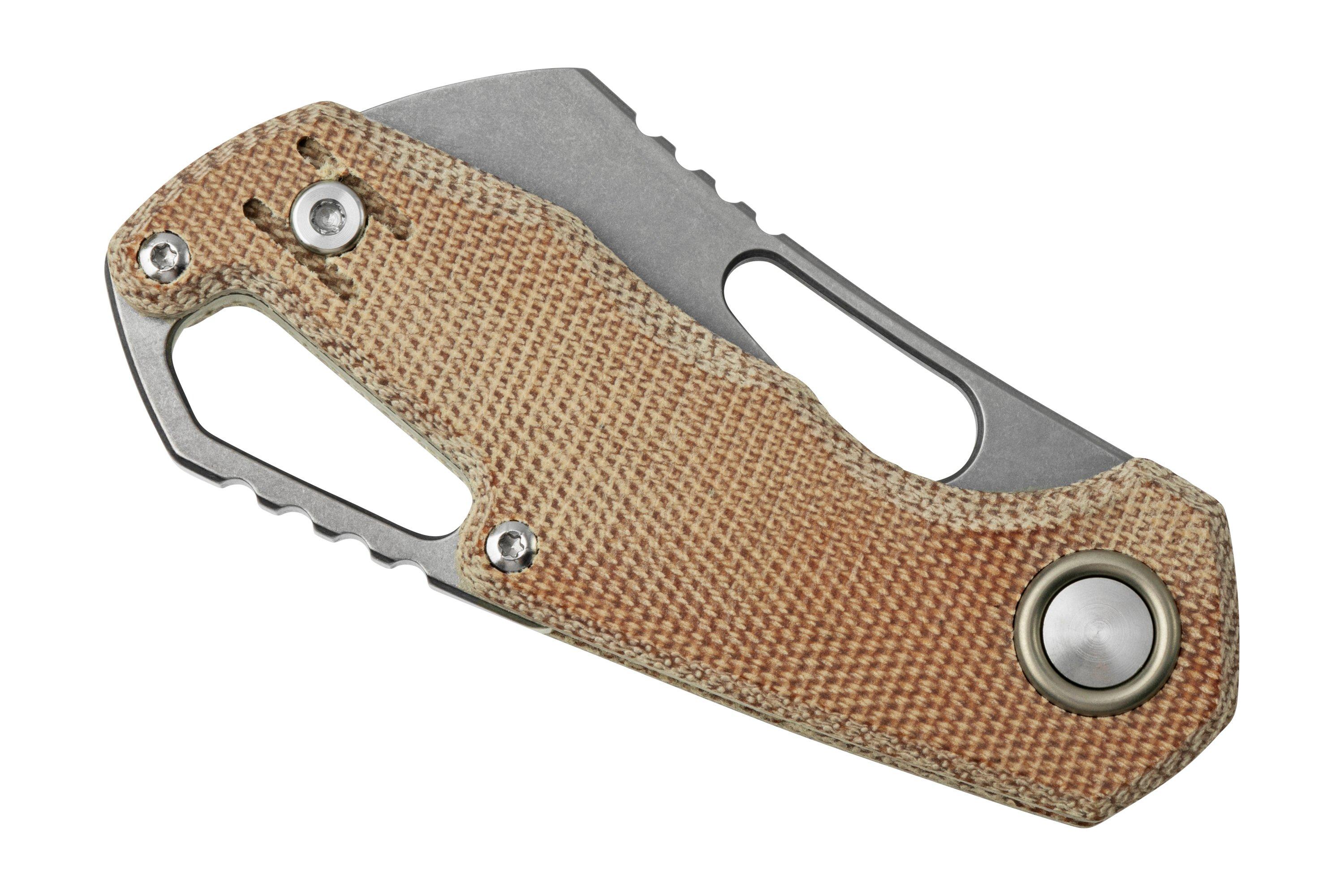 MKM Isonzo FX03M-2NC Cleaver M390, Natural Canvas Micarta pocket knife ...