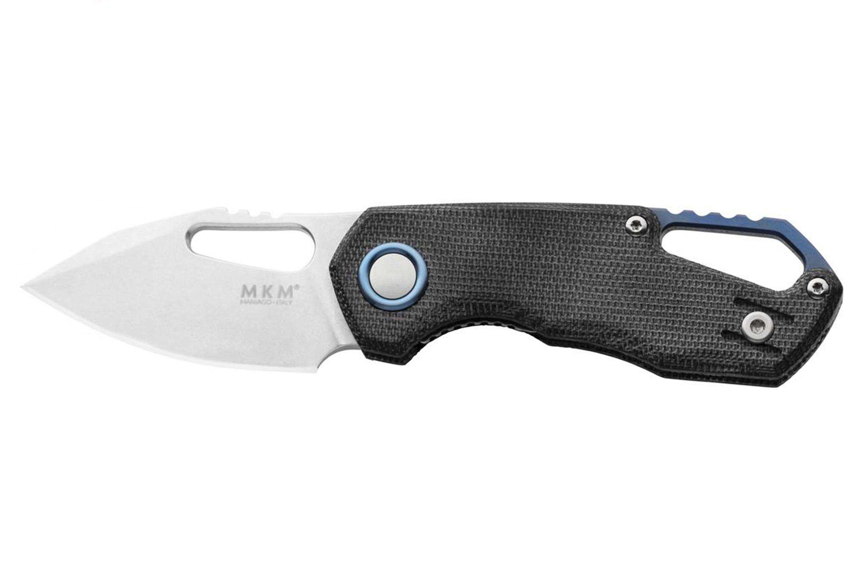 MKM Isonzo FX03M-3BC Clippoint M390, Black Canvas Micarta pocket knife ...