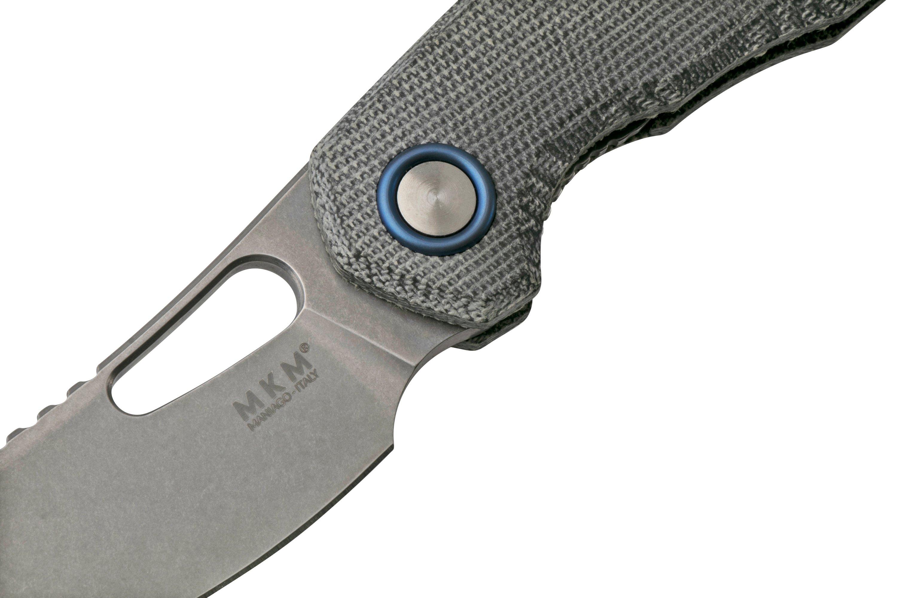 MKM Isonzo FX03M-3BC Clippoint M390, Black Canvas Micarta pocket knife ...