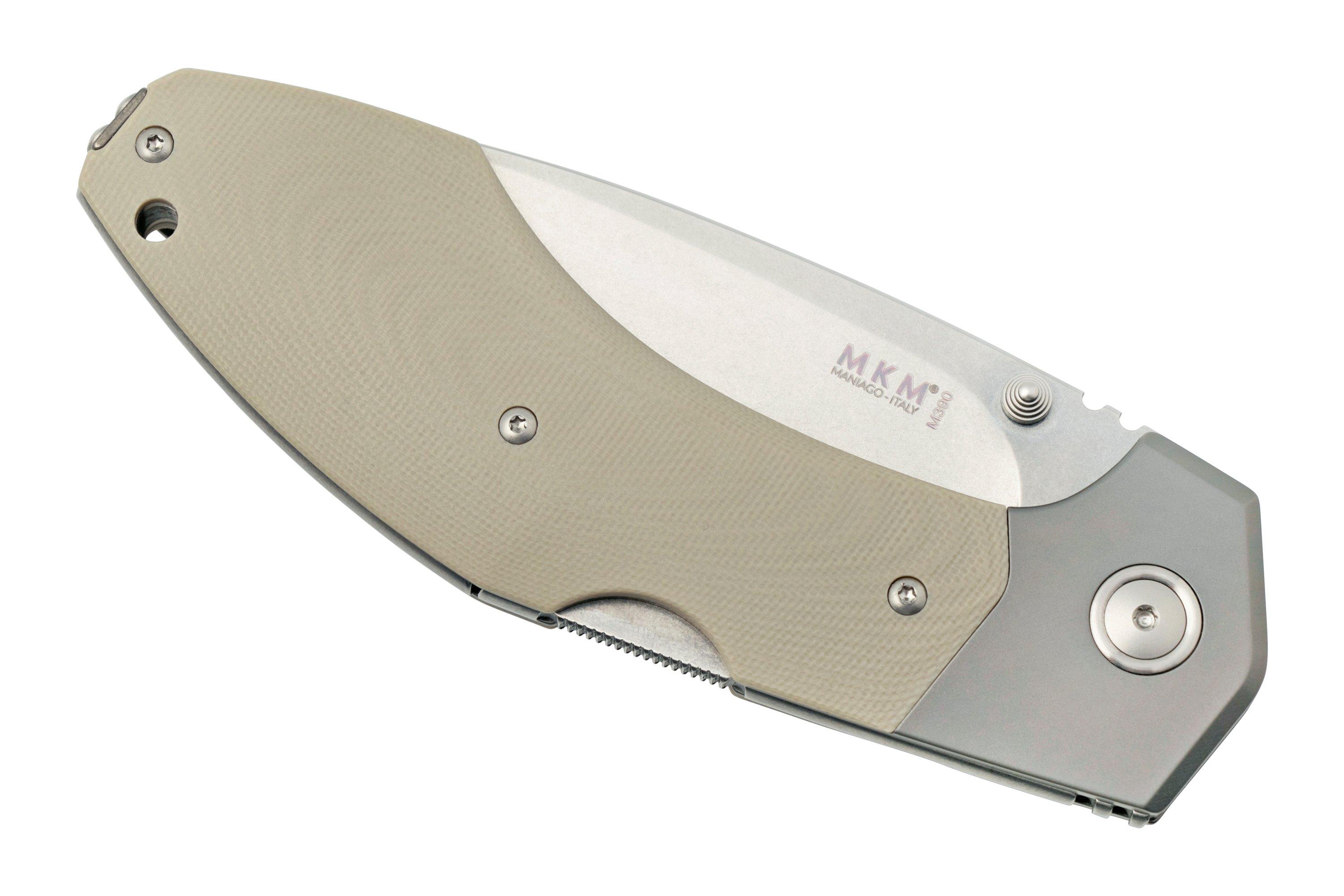 MKM Hero Stonewashed, Tan G10, Titanium Bolsters, pocket knife ...