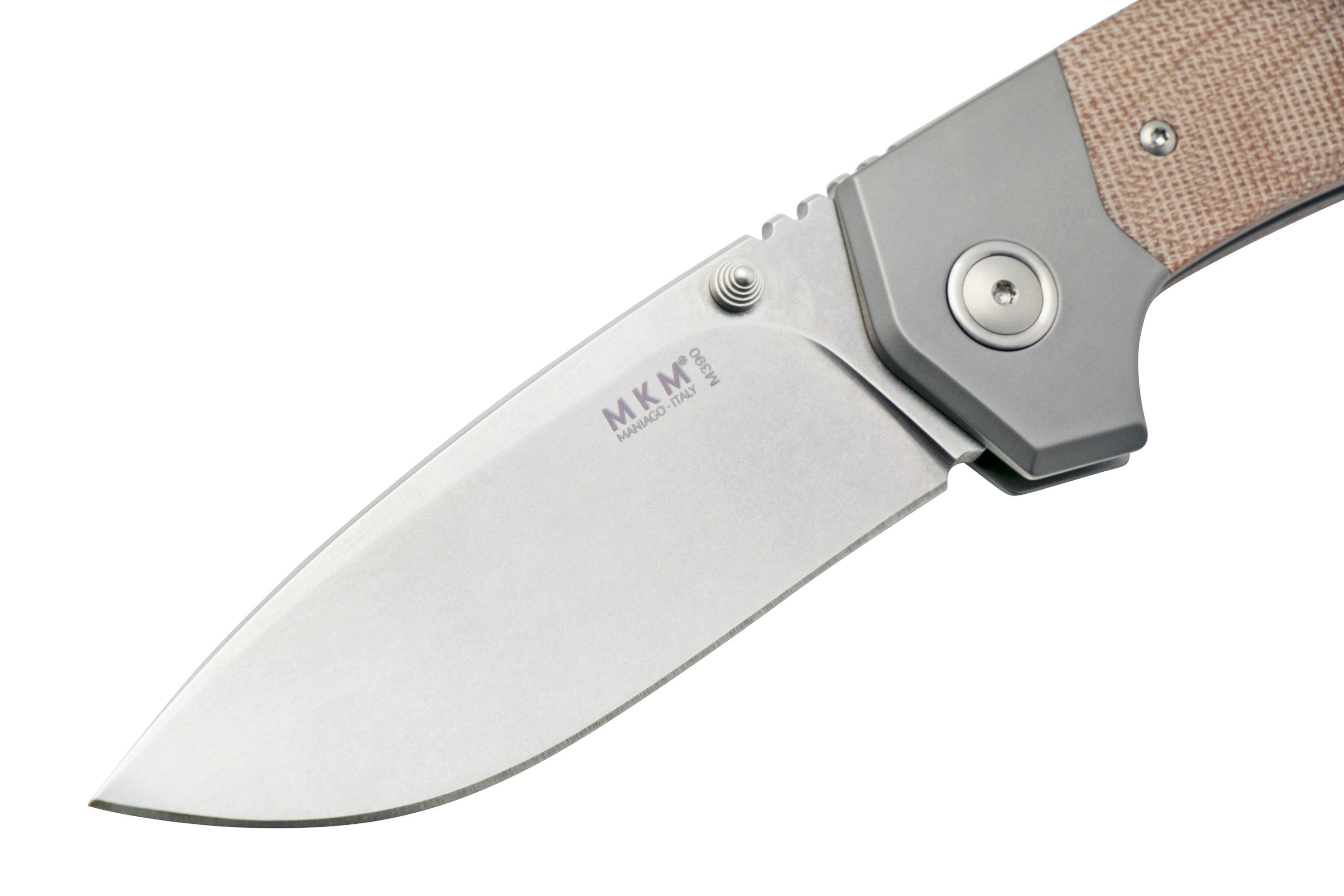 MKM Hero Stonewashed, Natural Canvas Micarta, Titanium Bolsters, pocket ...