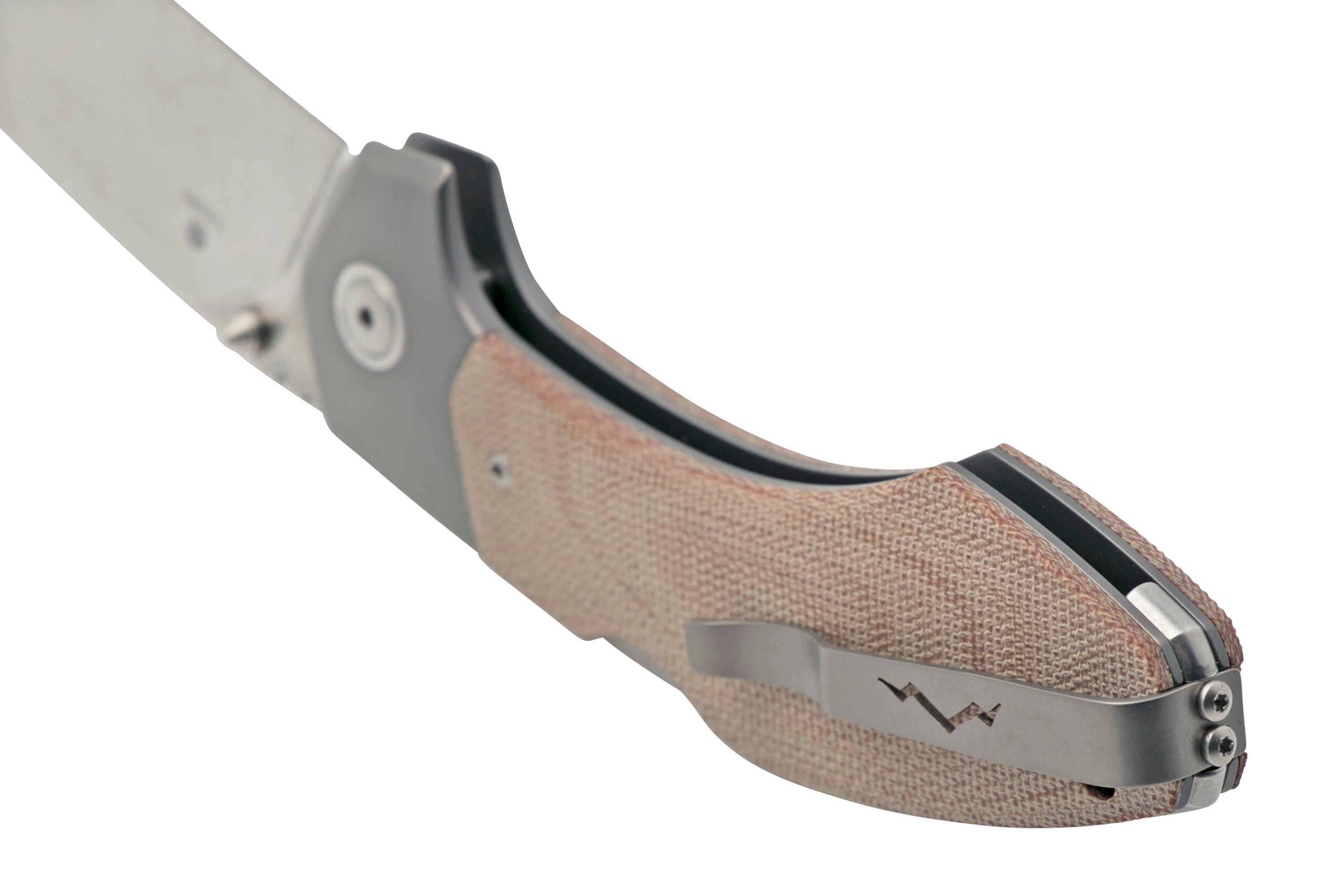 MKM Hero Stonewashed, Natural Canvas Micarta, Titanium Bolsters, pocket ...