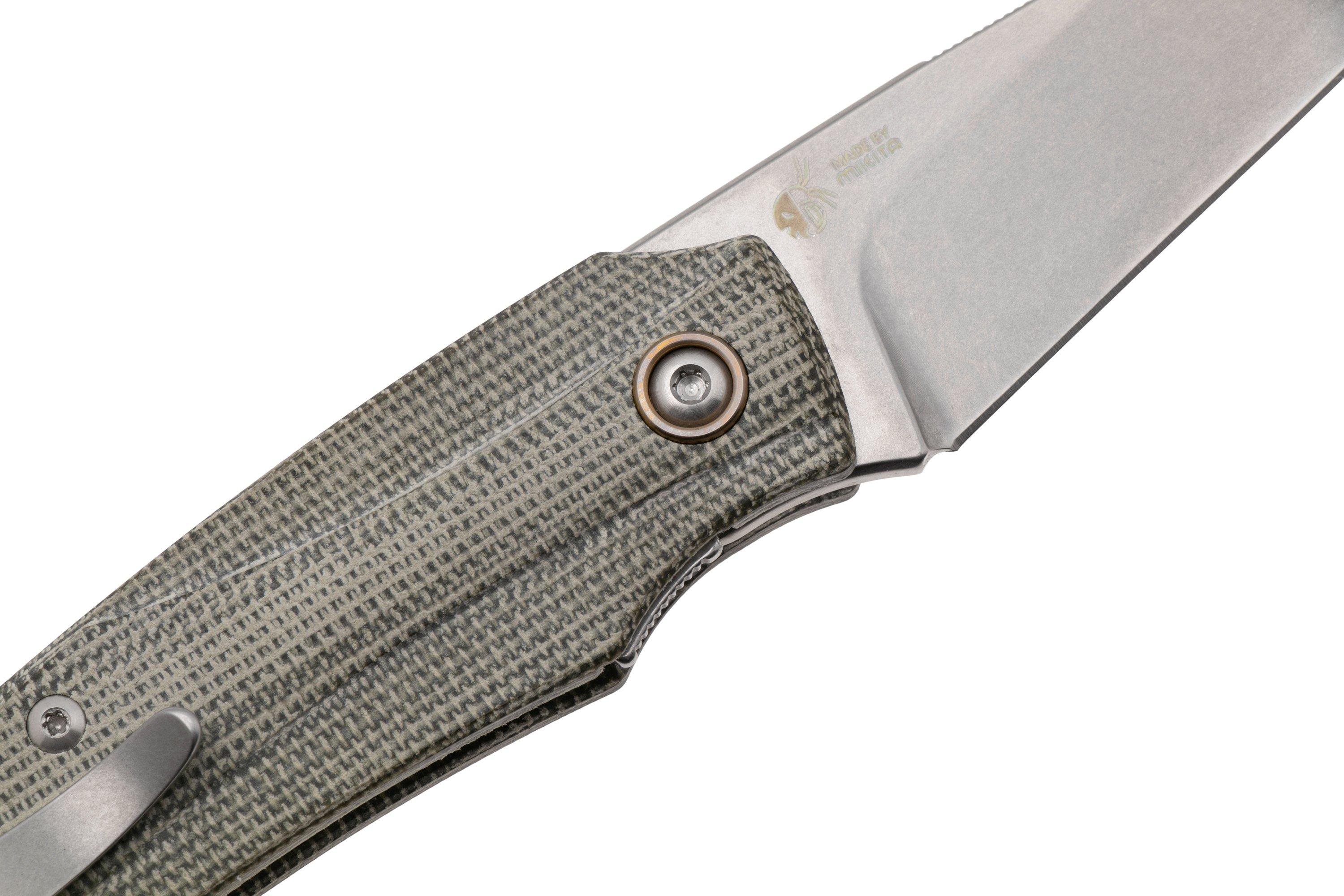 MKM Ice MK IC-GC Stonewashed Magnacut, Green Micarta, navaja, diseño de Tommaso Rumici y Denis ...