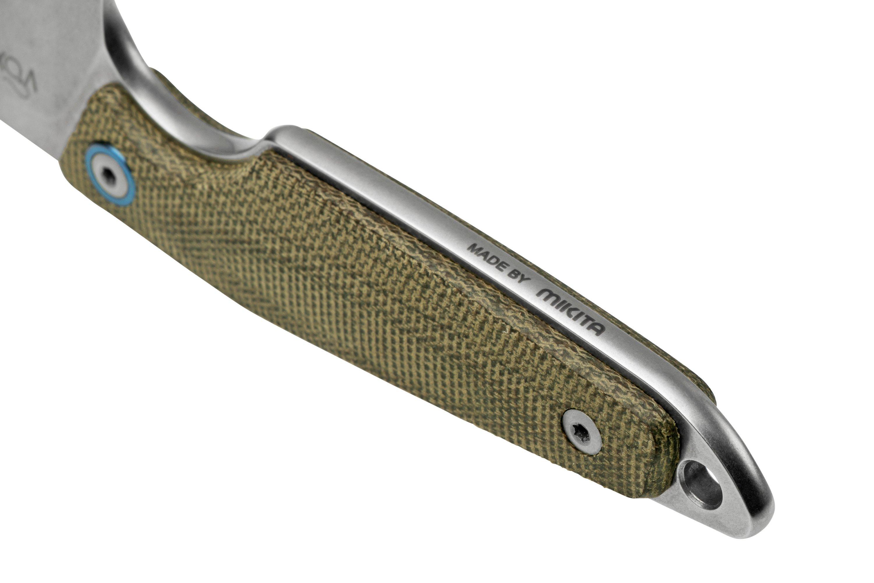 MKM Makro 1 Droppoint, Stonewashed Grünes Canvas Micarta feststehendes ...