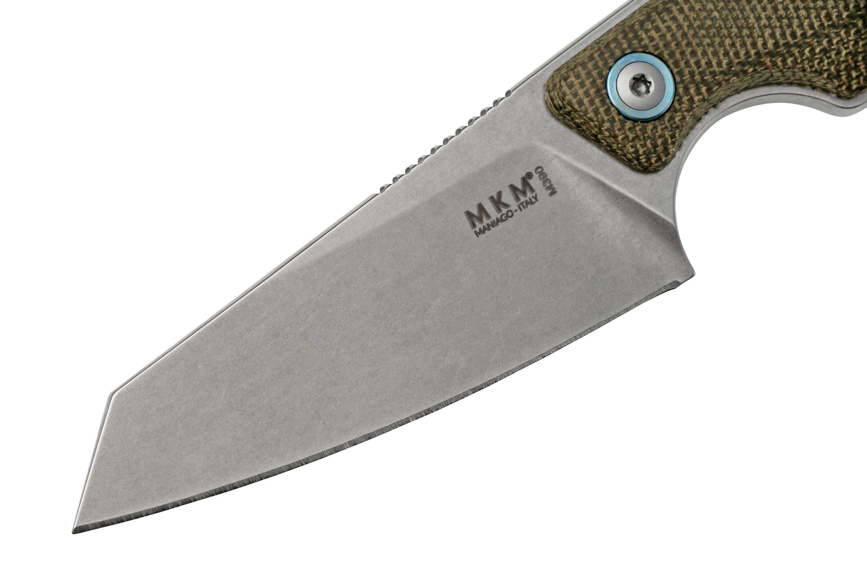 MKM Makro 2 Sheepfoot, Stonewashed Green Canvas Micarta vaststaand mes ...