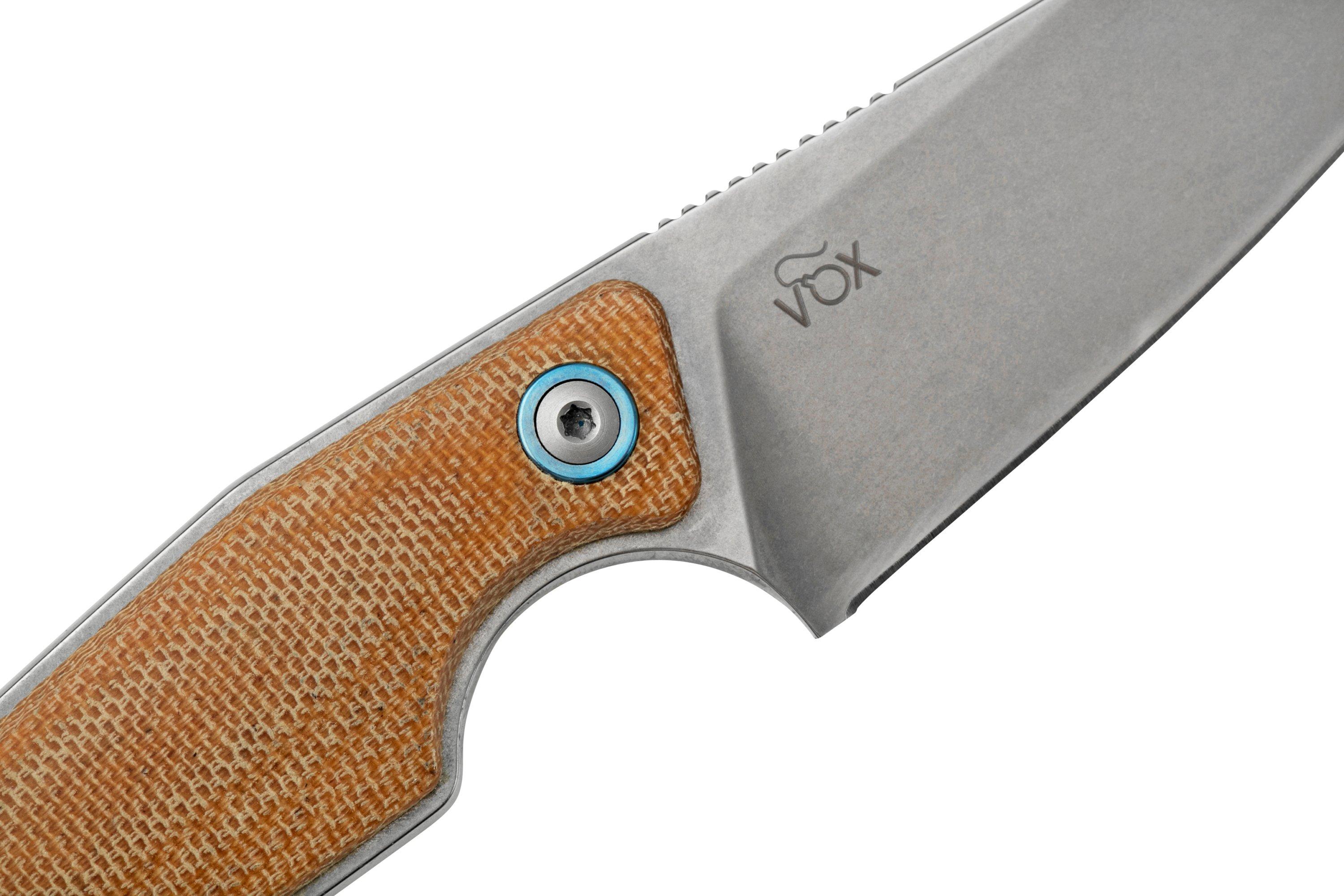 MKM Makro 2 Sheepfoot Stonewashed, Natural Canvas Micarta fixed knife ...