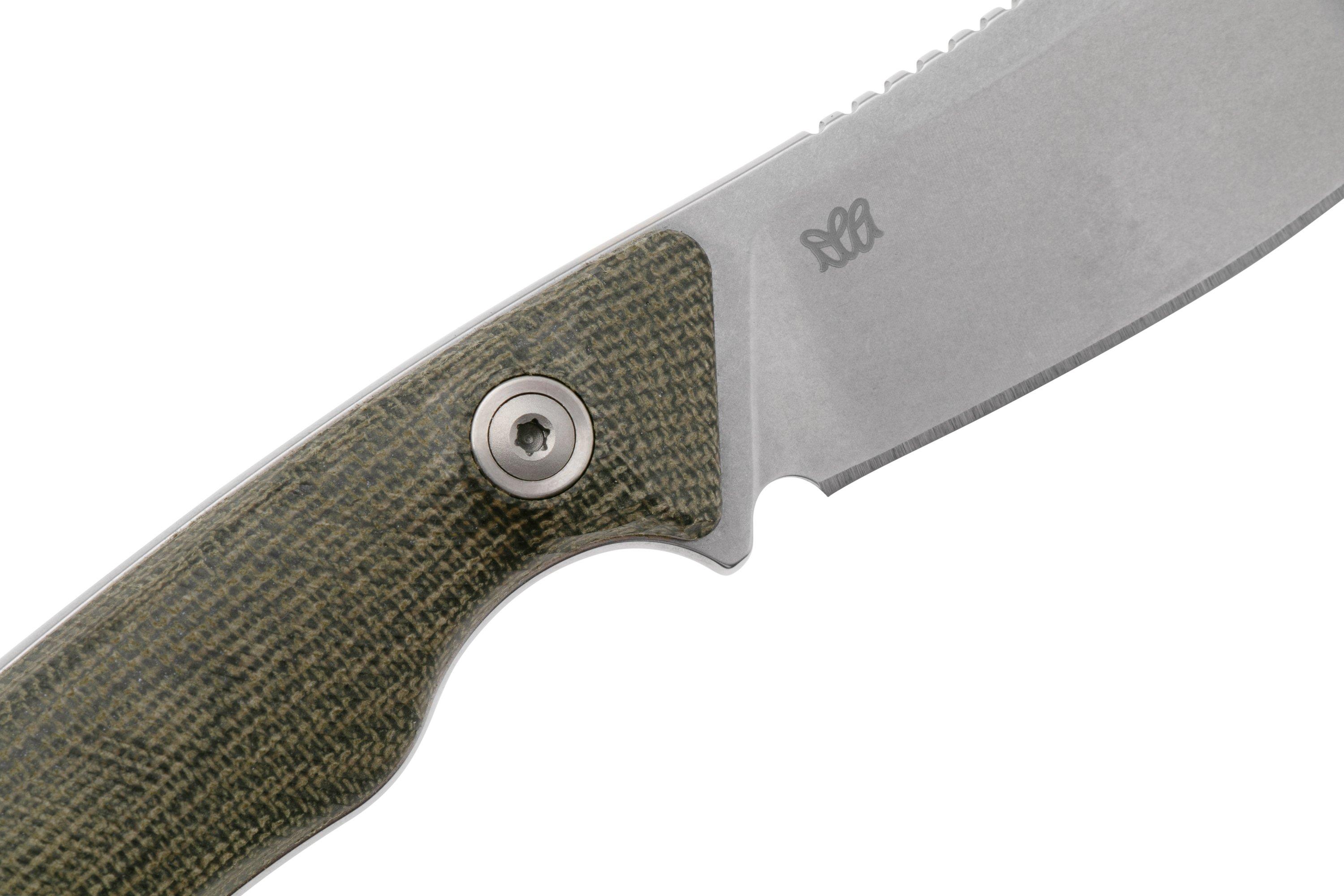 MKM Pocket Tango 1 Nessmuk PT1-GC Green Canvas Micarta vaststaand mes ...