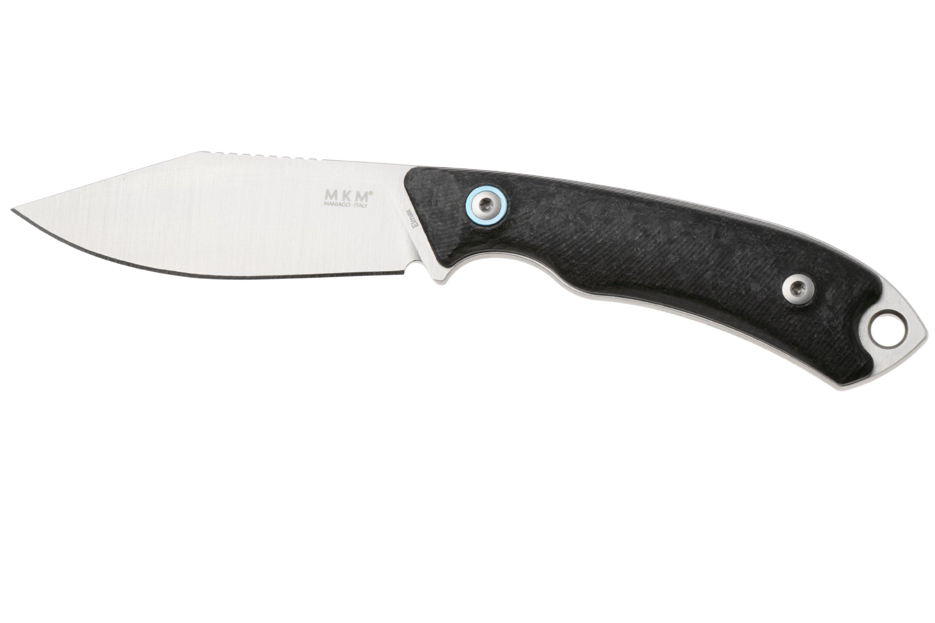 MKM Pocket Tango 4 MK PT4-CF Satin Elmax, Marbled Carbon Fiber, fixed knife, David C Andersen ...