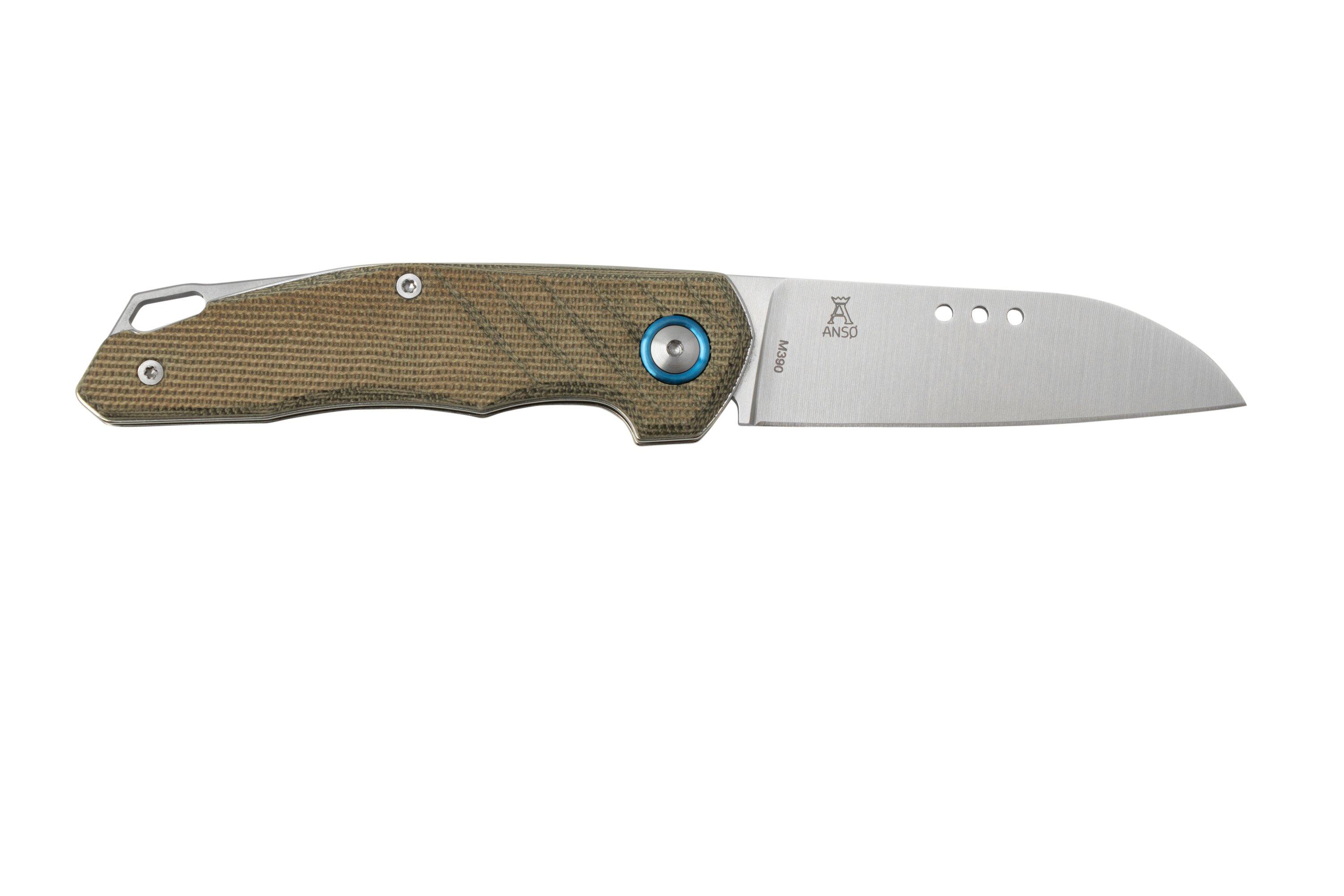 MKM Root RT-GC Satin Green Canvas Micarta pocket knife, Jens Anso ...