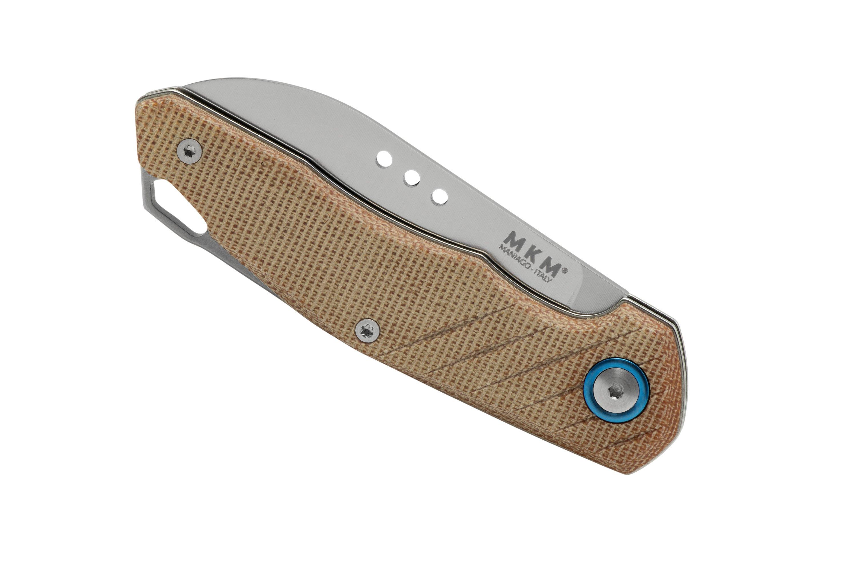 MKM Root RT-NC Satin Natural Canvas Micarta zakmes, Jens Anso design ...