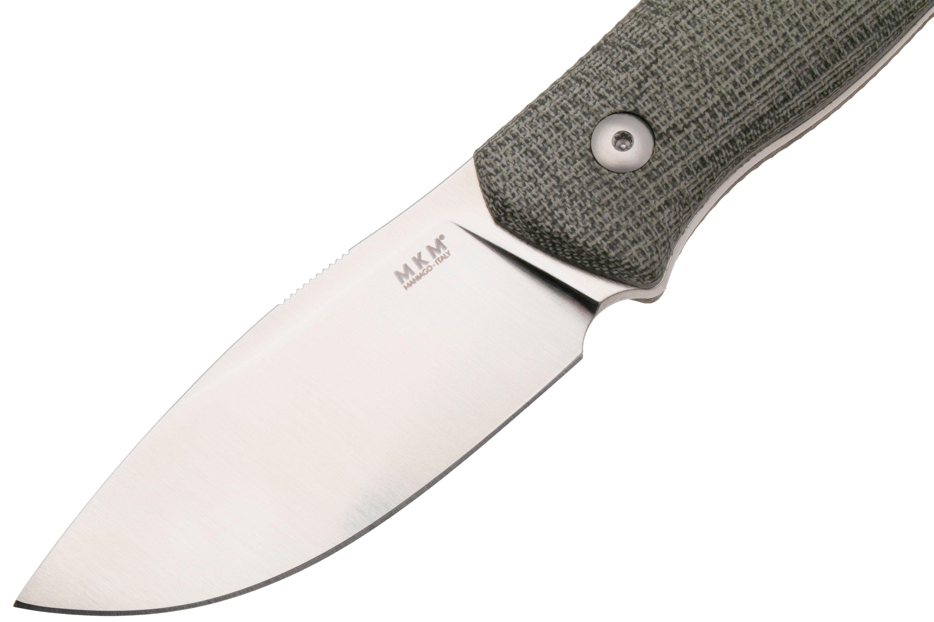 MKM Small Lov MK-SL-GC, Satin M390, Green Canvas Micarta fixed knife ...