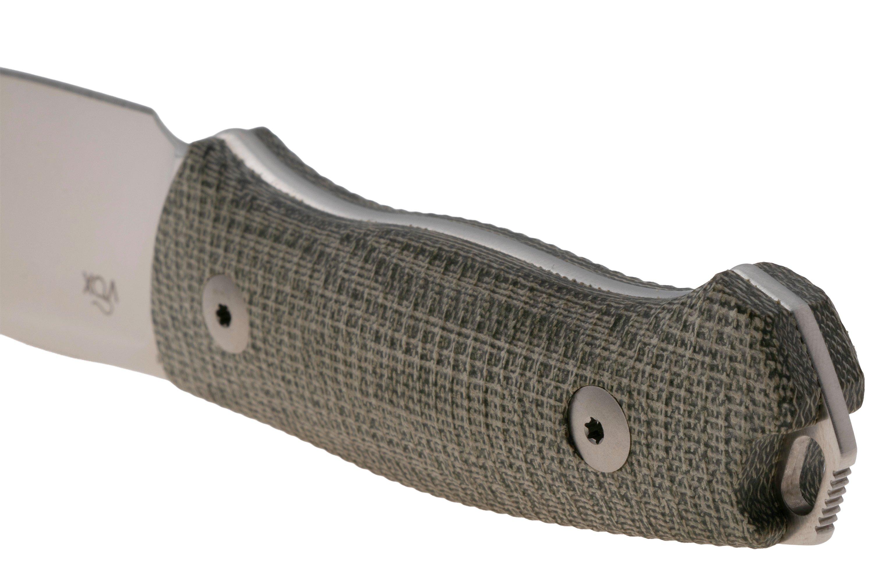 MKM Small Lov MK-SL-GC, Satin M390, Green Canvas Micarta fixed knife ...