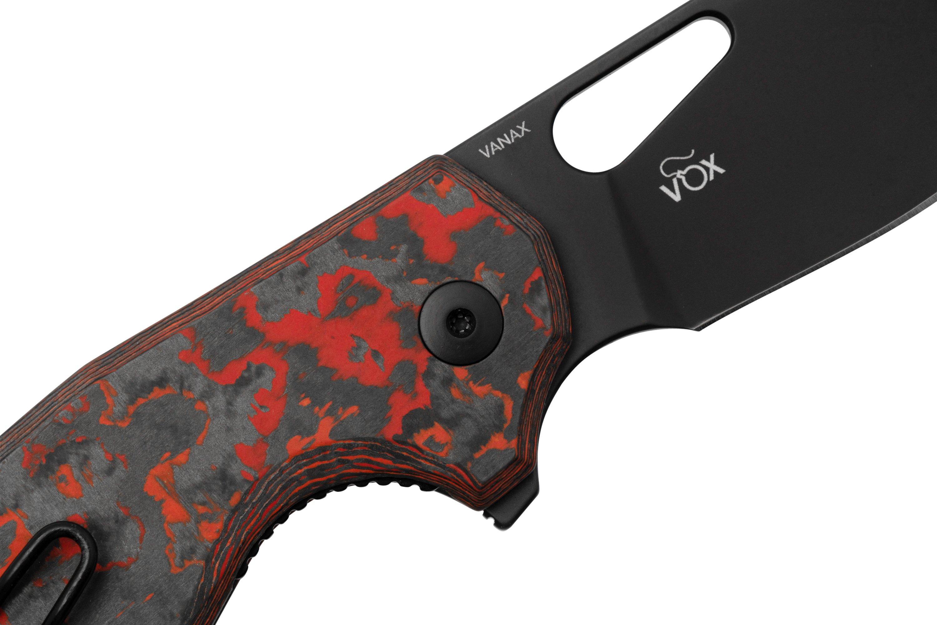 MKM Vincent VCV-CLD Black PVD VANAX, Lava Flow Carbon Fibre, Red Aluminum pocket knife, Jesper ...