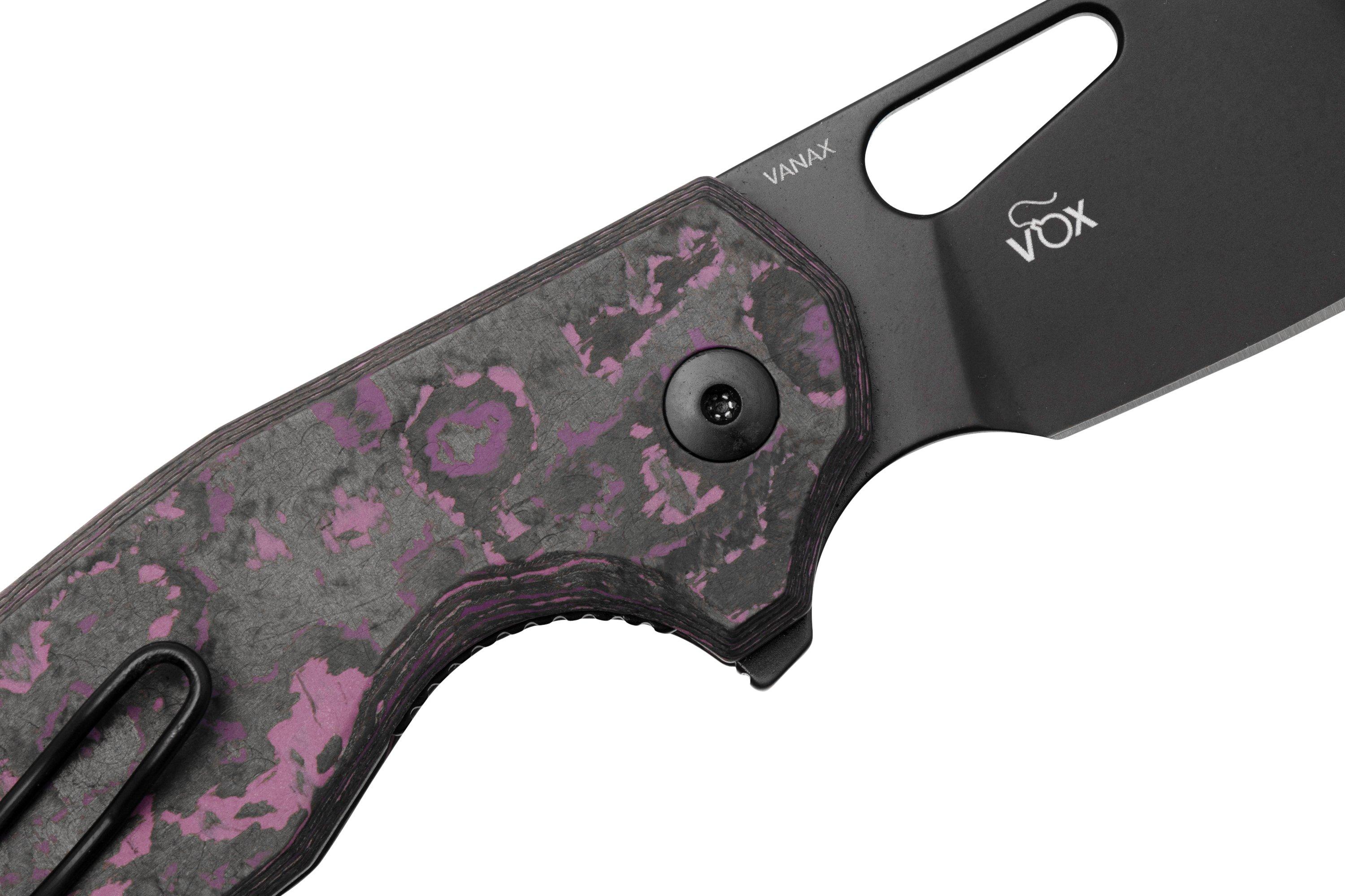MKM Vincent VCV-CPD Black PVD VANAX, Purple Haze Carbon Fibre, Purple Aluminum coltello da tasca ...