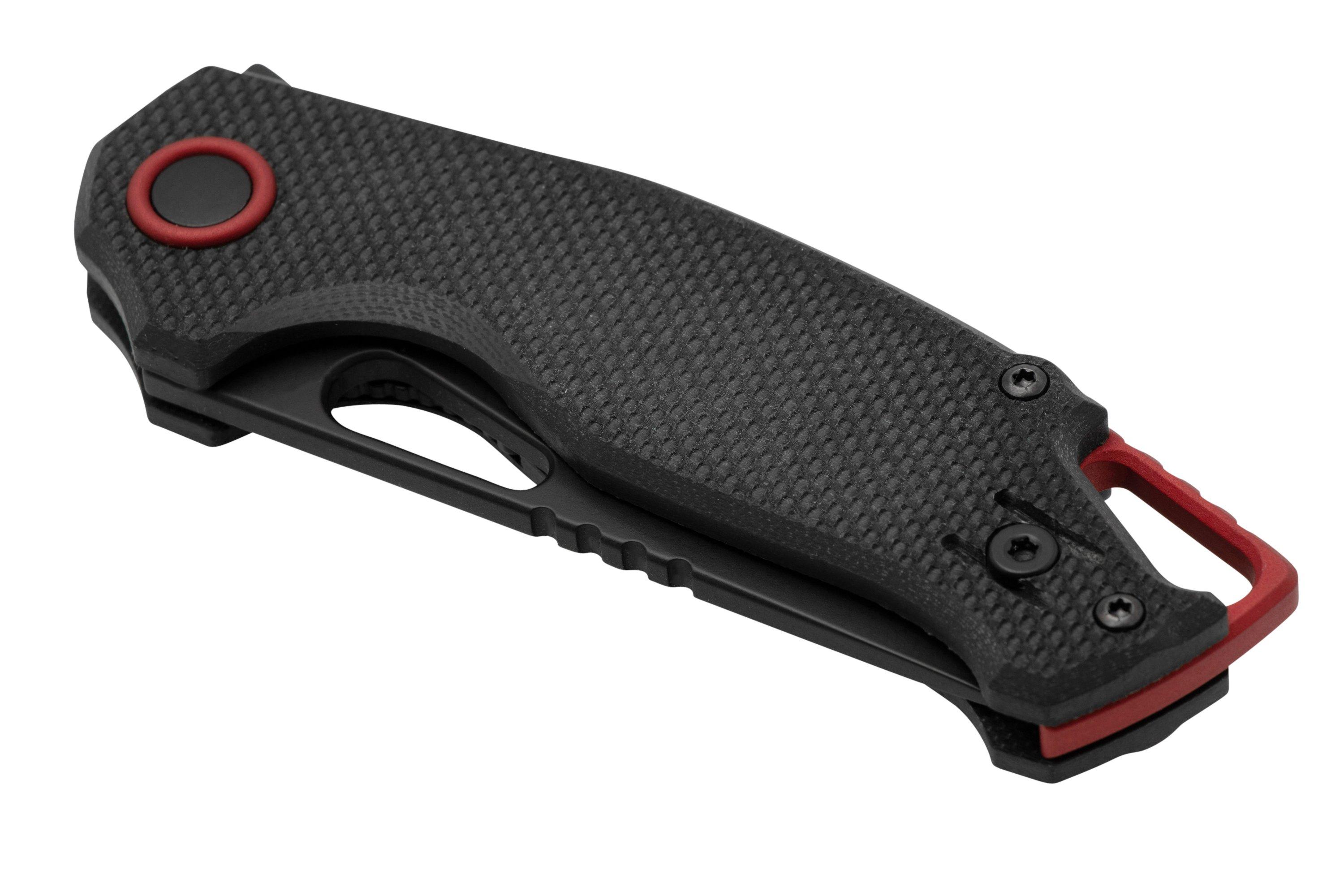 MKM Vincent VCN-GBB Black PVD N690CO, Black G10, Red Aluminum pocket ...