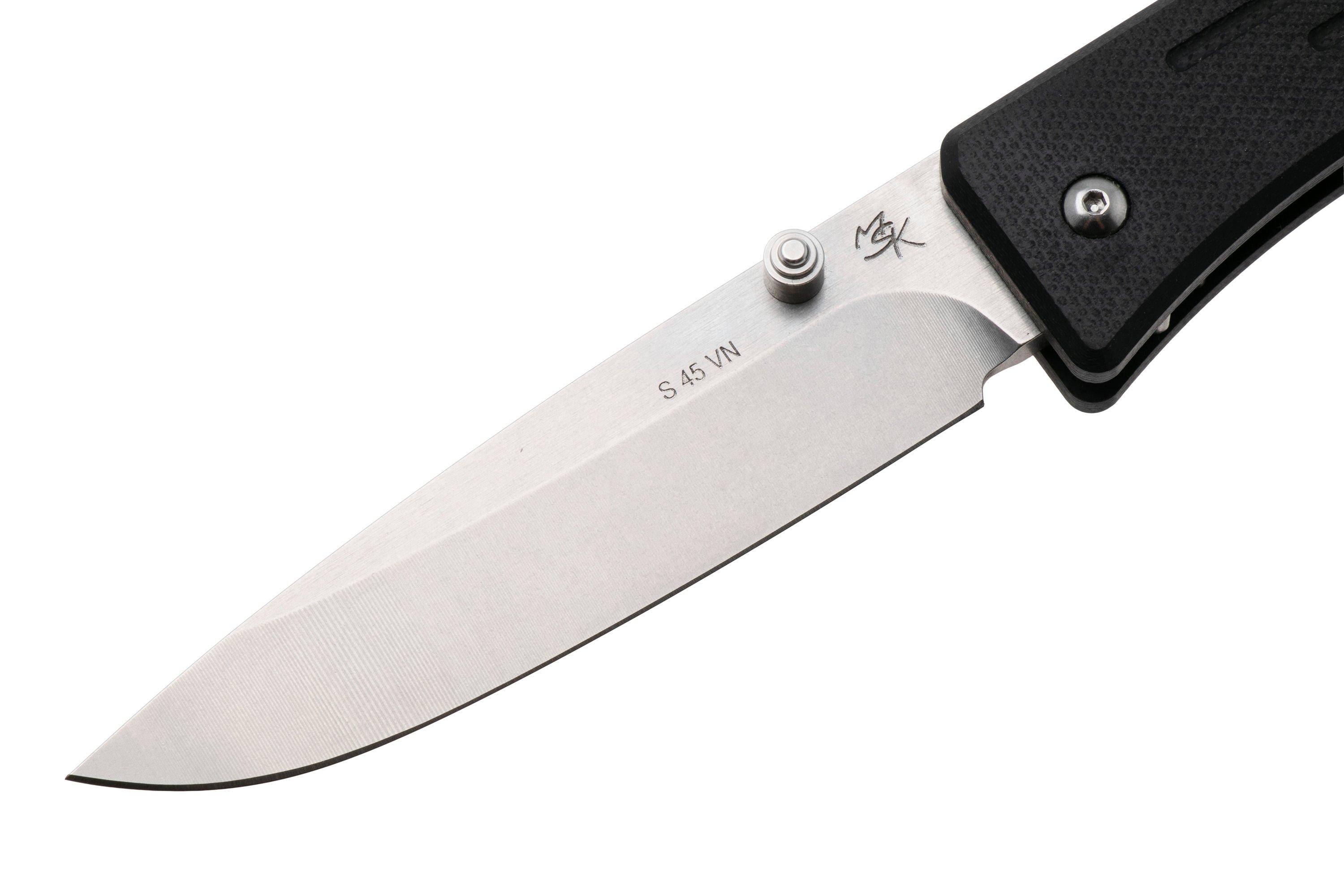1881 Knife Works Route 66, RT68-DP-BLCK-G10, Tumbled S45VN Droppoint ...