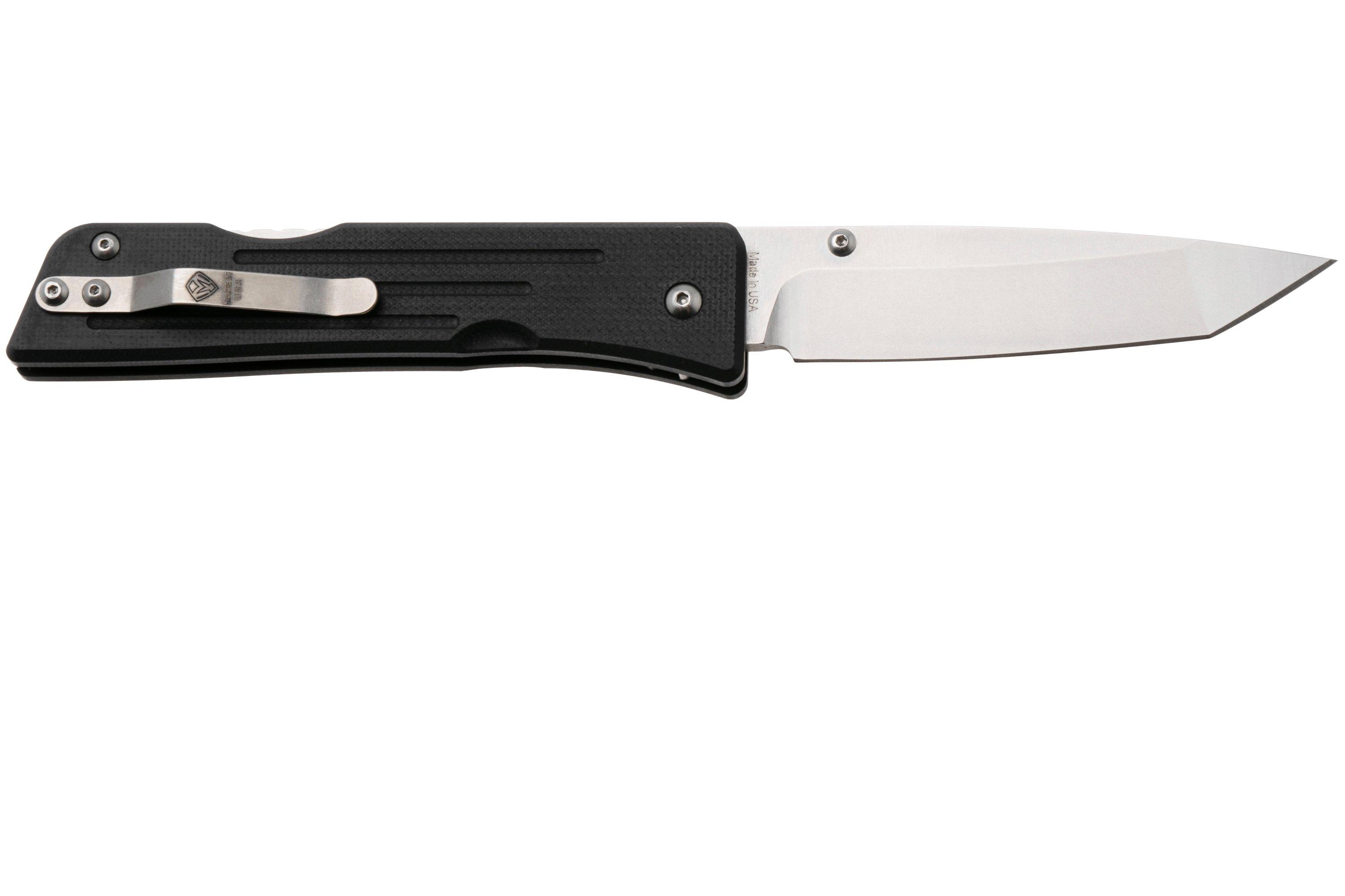1881 Knife Works Route 66, RT68-TB-BLCK-G10, Tumbled S45VN Tanto, Black ...