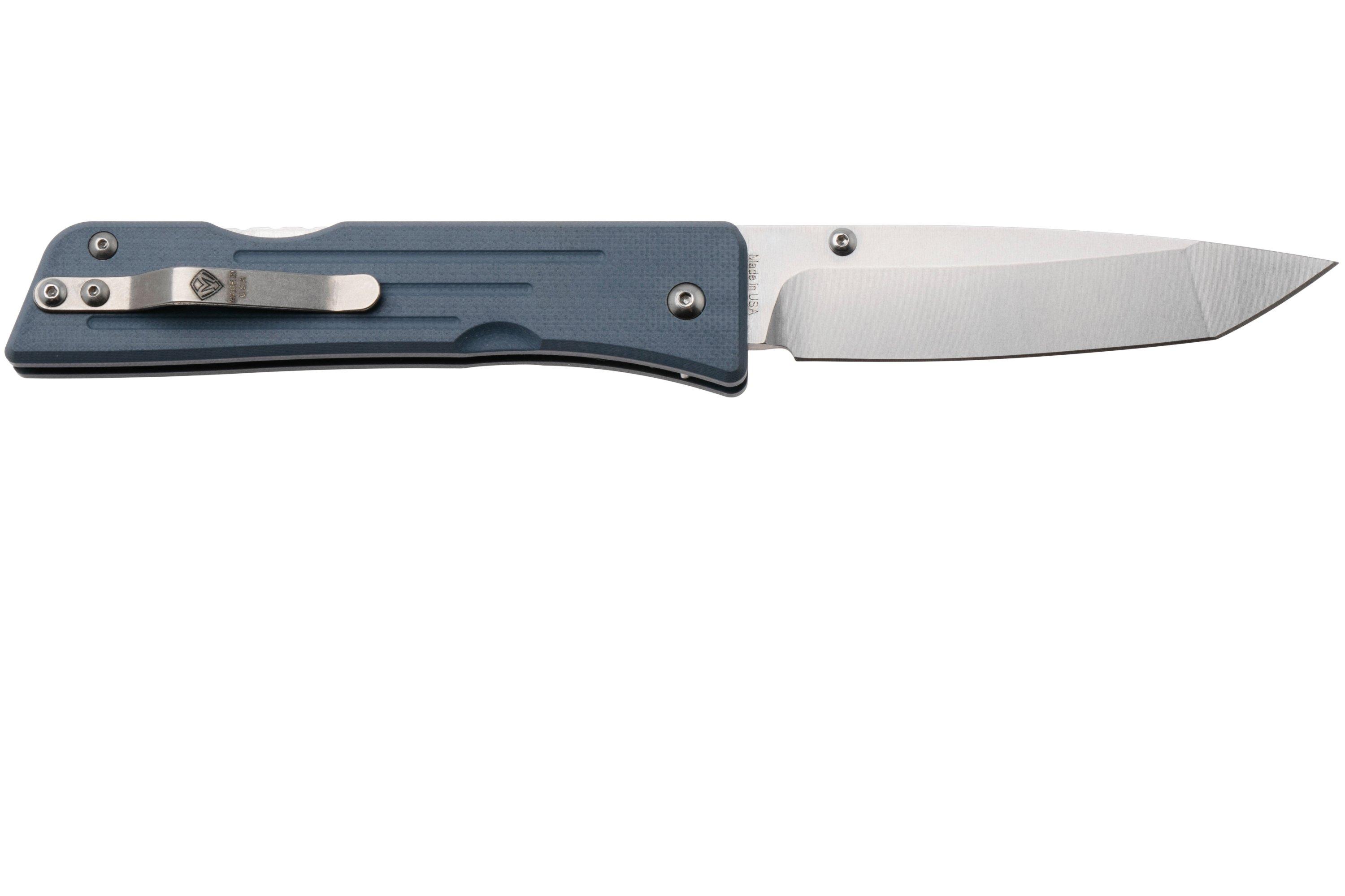 1881 Knife Works Route 66, RT68-TB-DB-G10, Tumbled S45VN Tanto, Blue ...