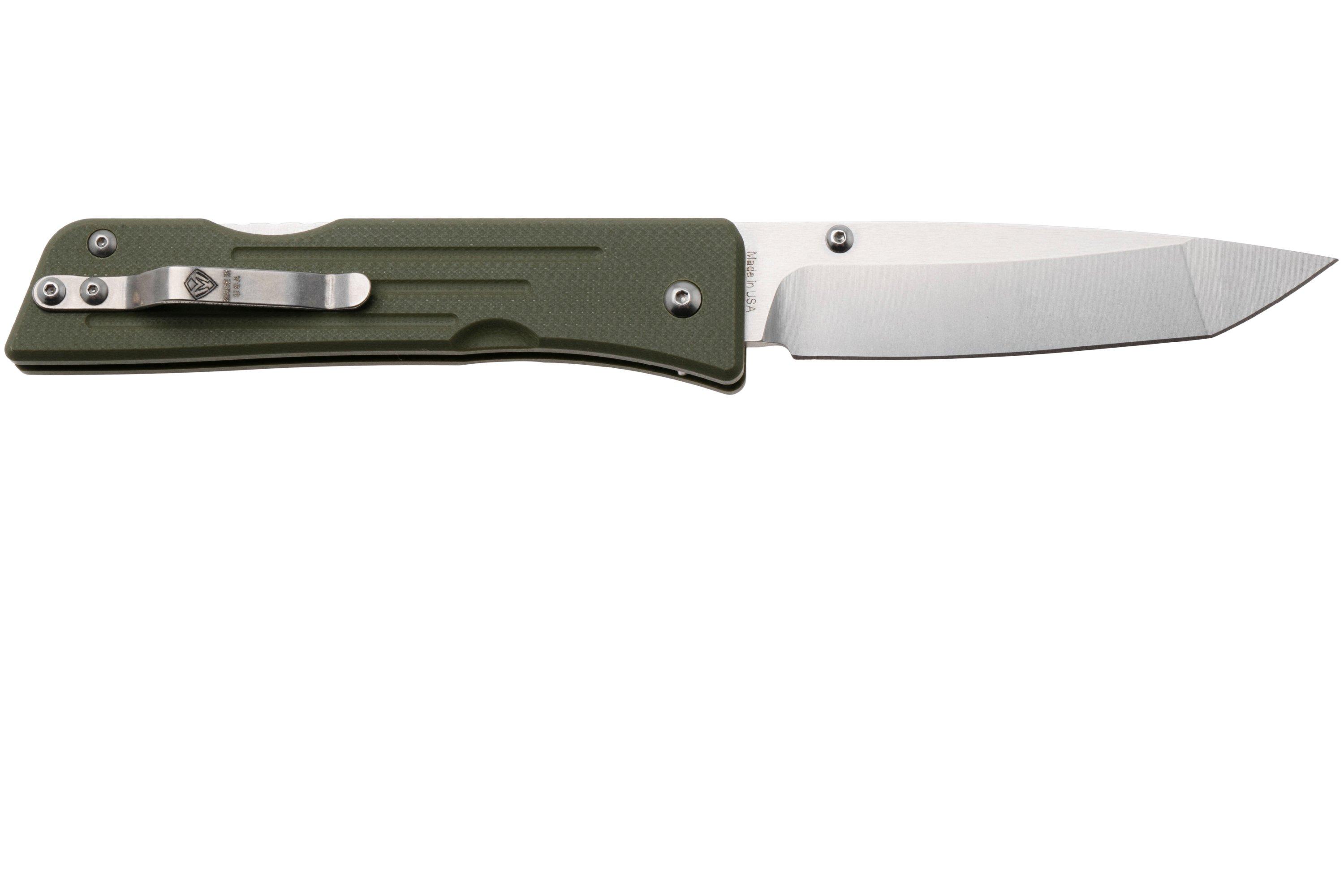1881 Knife Works Route 66, RT68-TB-GRN-G10, Tumbled S45VN Tanto, OD ...
