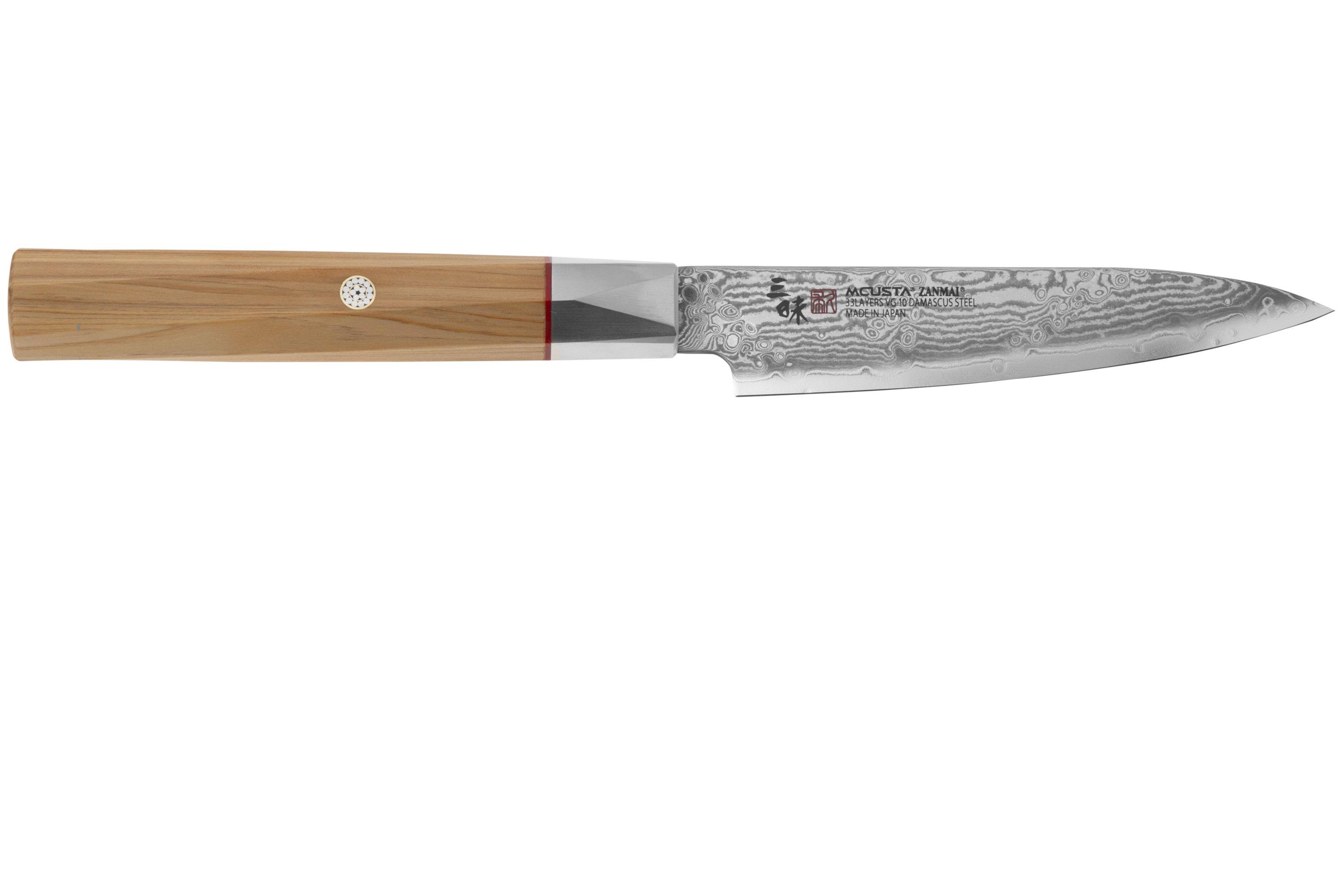 Mcusta Zanmai Petty ZBX2-3001DS, 33-Layer Damascus/VG10, Hinoki Handle, Knivesandtools Exclusive ...