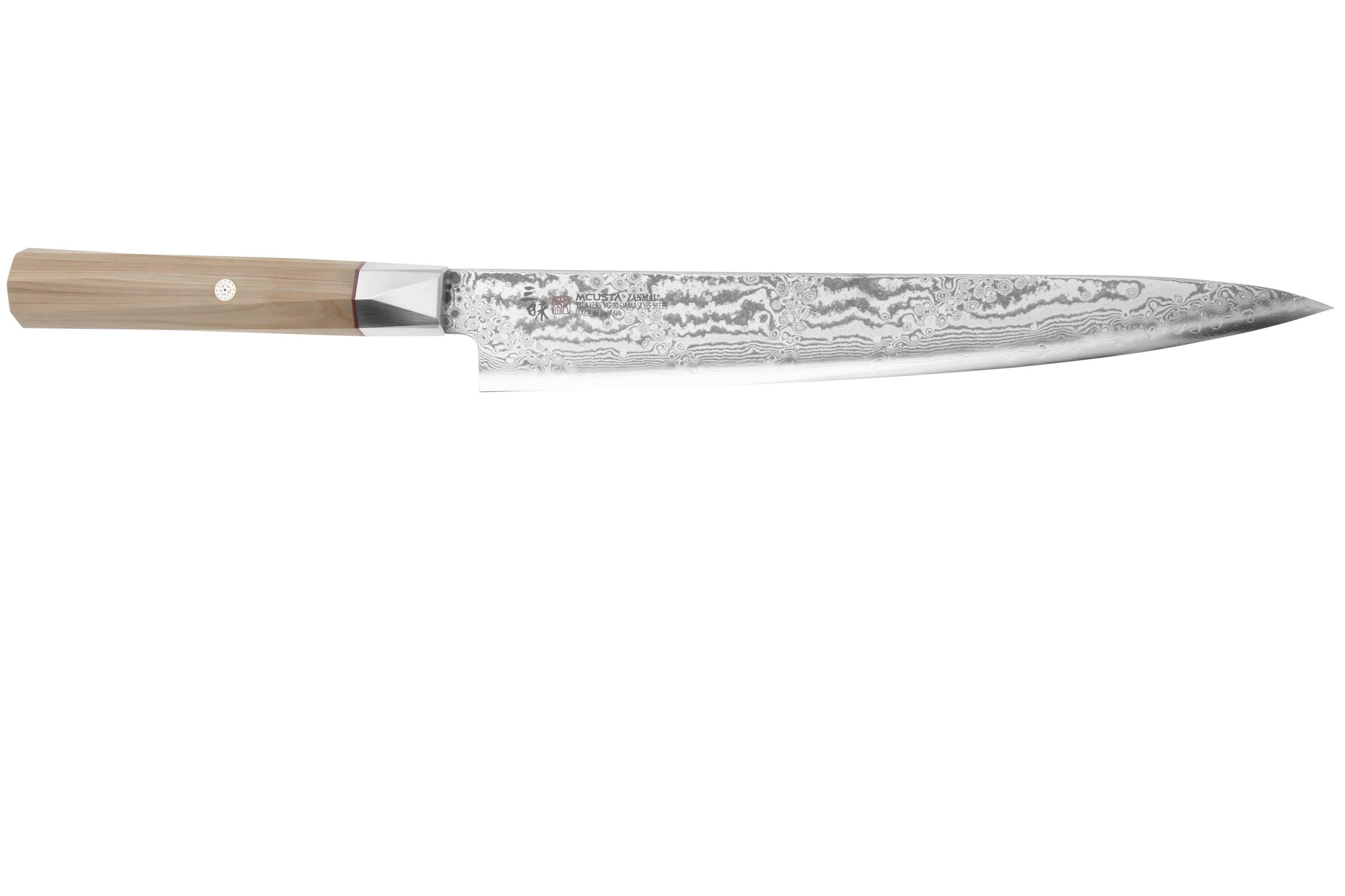 Mcusta Zanmai Sujihiki ZBX2-3010DS, 33-Layer Damascus/VG10, Hinoki Handle, Knivesandtools ...