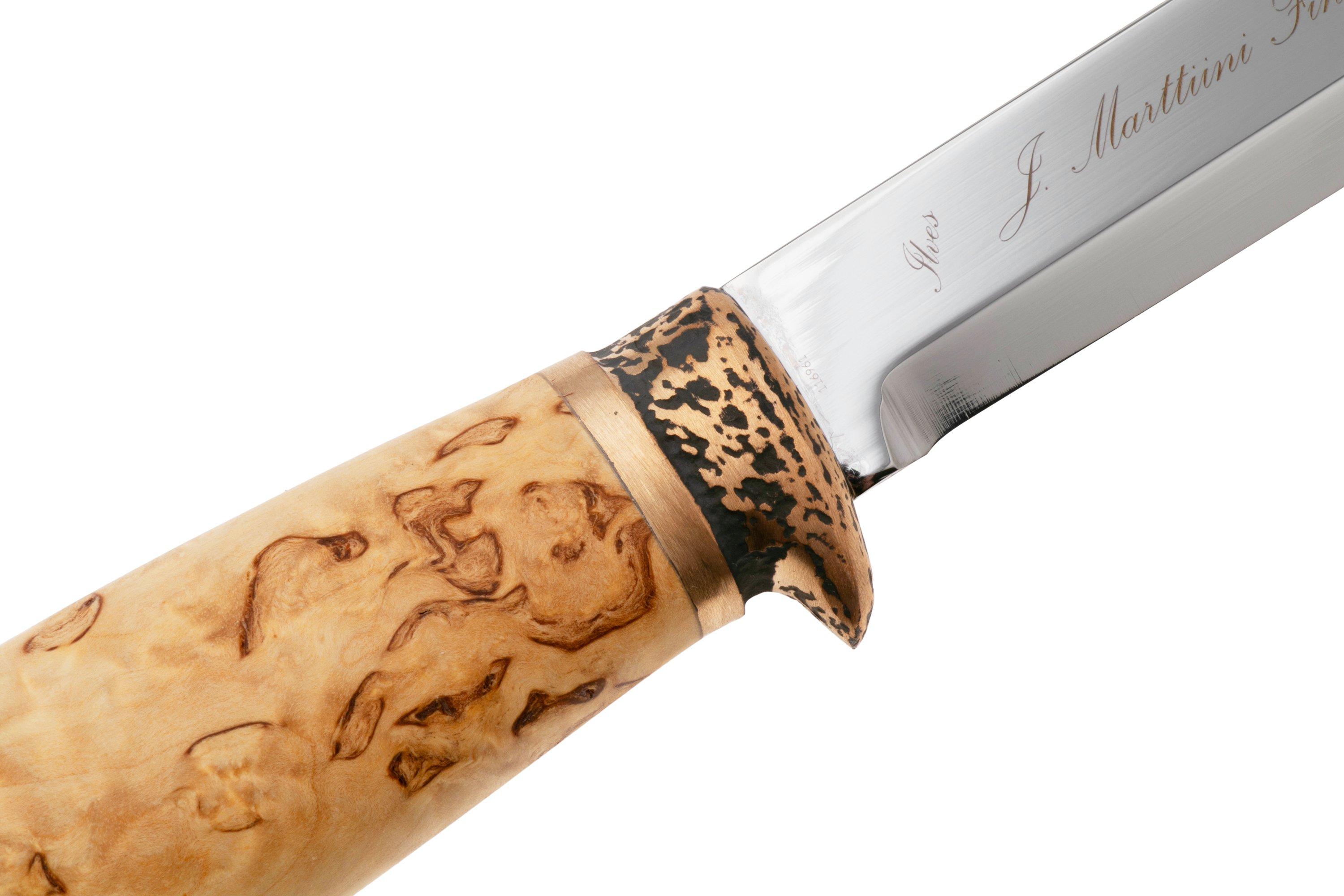 Marttiini Lynx 134 134012, Polished X46Cr13, Bronze Guard, Curly Birch ...