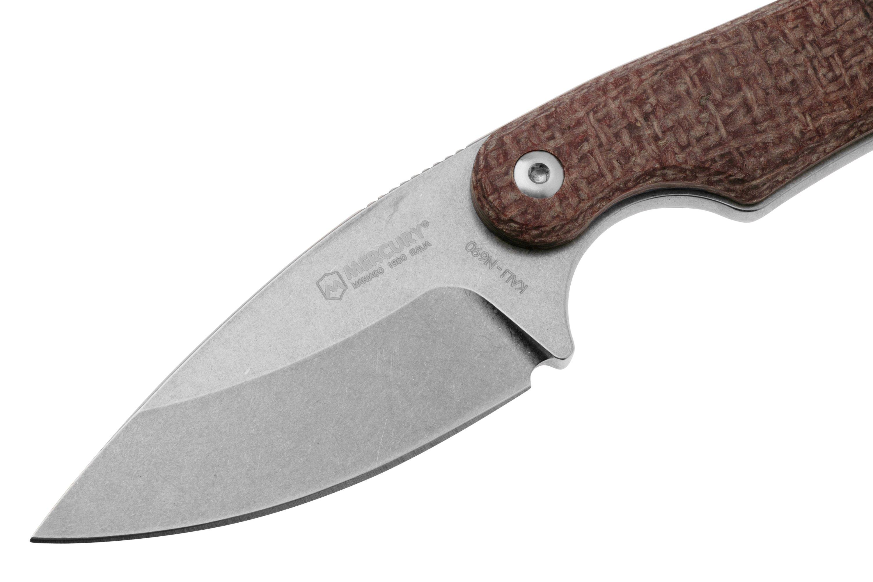 Mercury Kali 9KALIDP-BRFC, N690 Stonewashed Drop Point, Red Burlap ...