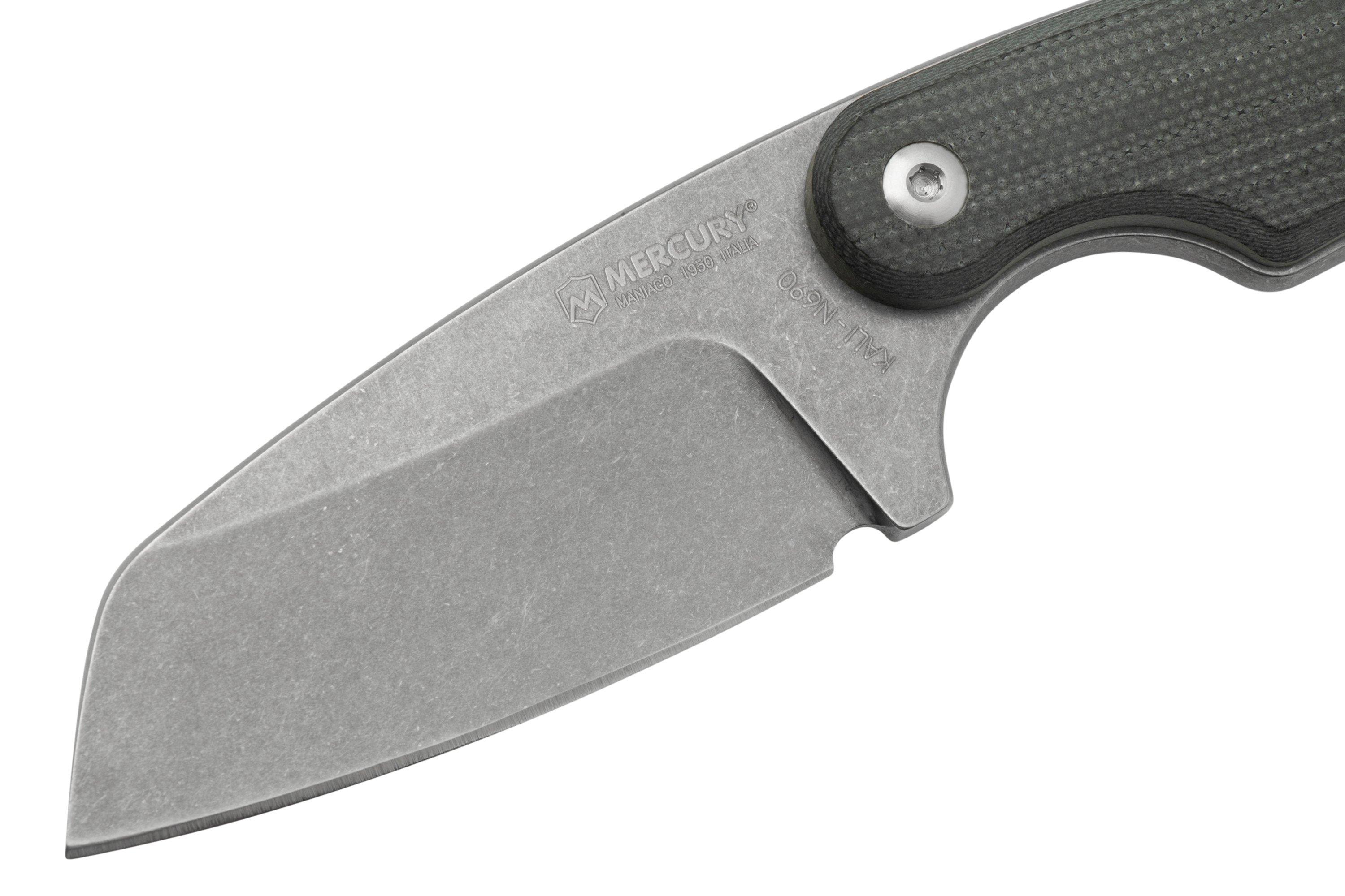 Mercury Kali N690 Stonewashed Sheepsfoot, Black G10, fixed knife ...