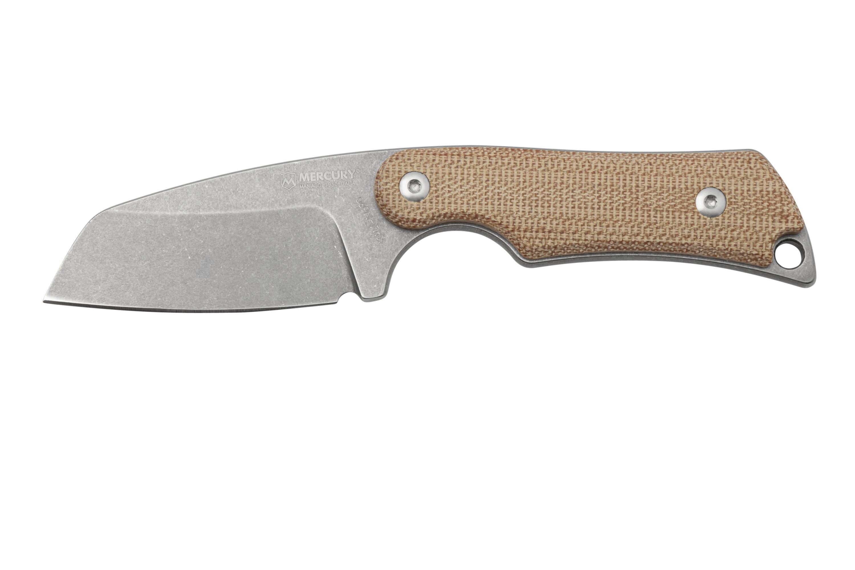 Mercury Kali N690 Stonewashed Sheepsfoot, Natural Canvas Micarta, fixed ...