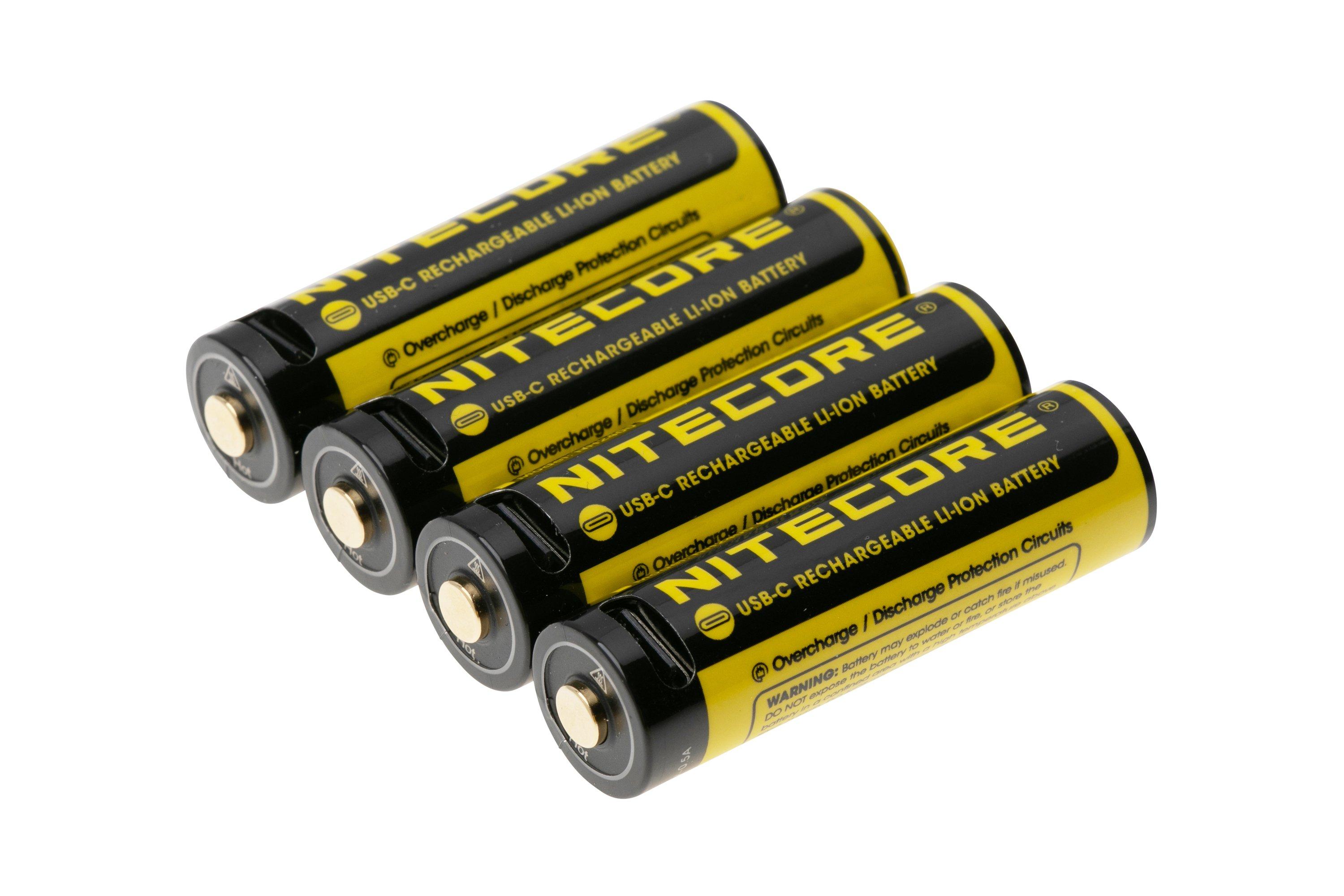 Nitecore NH2400 USB-C, pile AA avec port usb-c, 2400 mAh,4 pièces ...