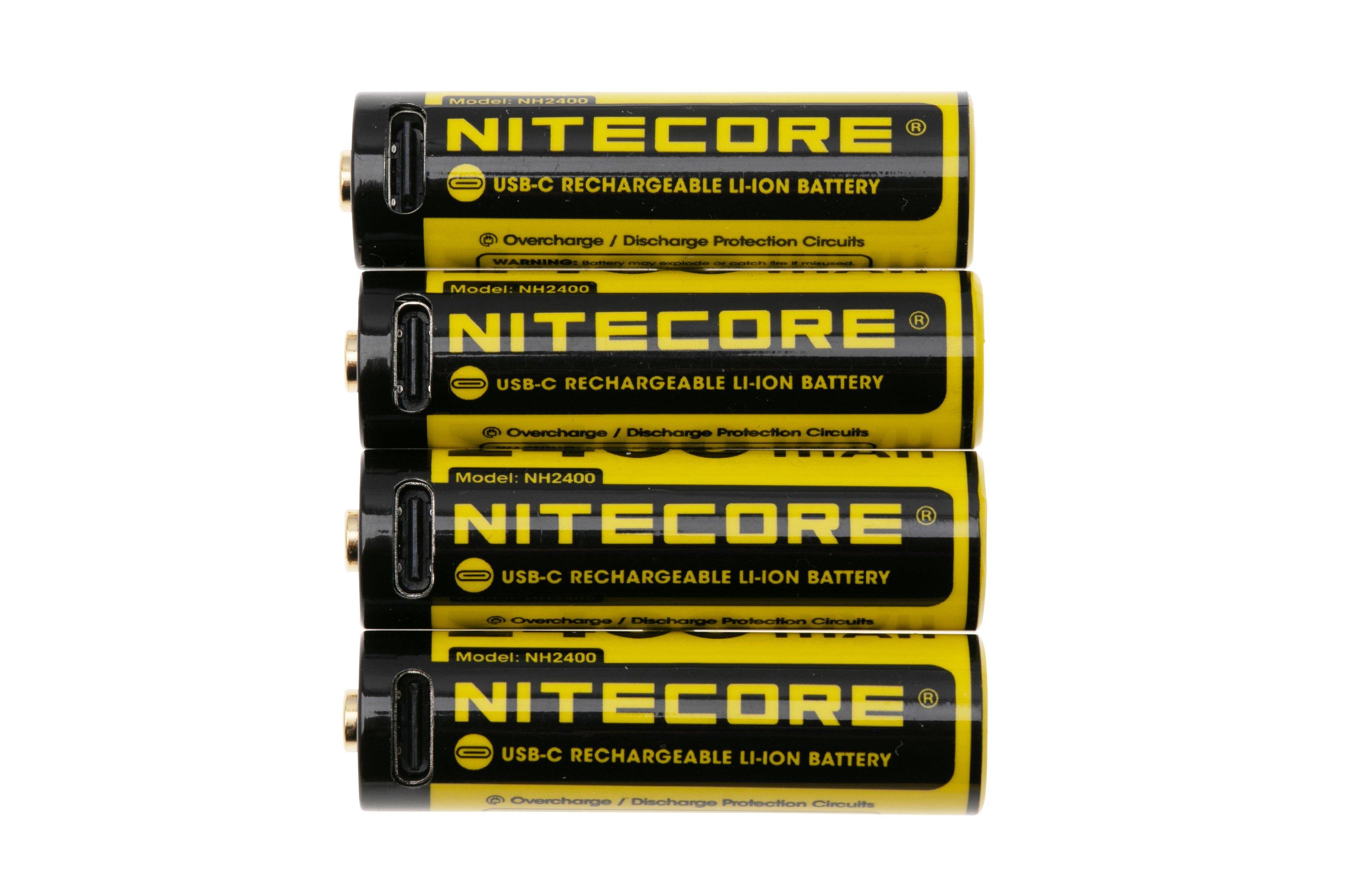 Nitecore NH2400 USB-C, pile AA avec port usb-c, 2400 mAh,4 pièces ...