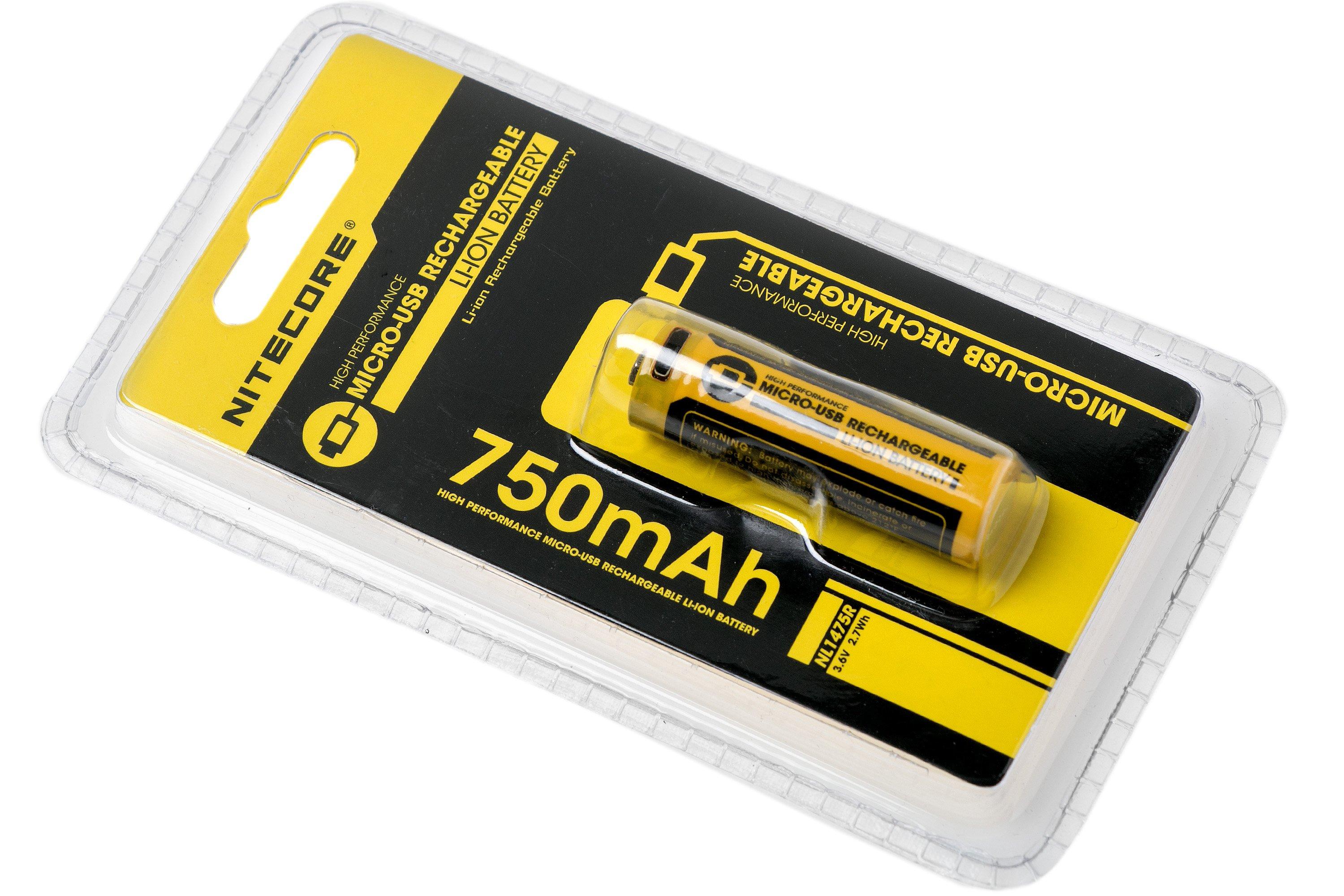 Nitecore NL1475R micro-USB recargable 14500 Pila de iones de litio ...