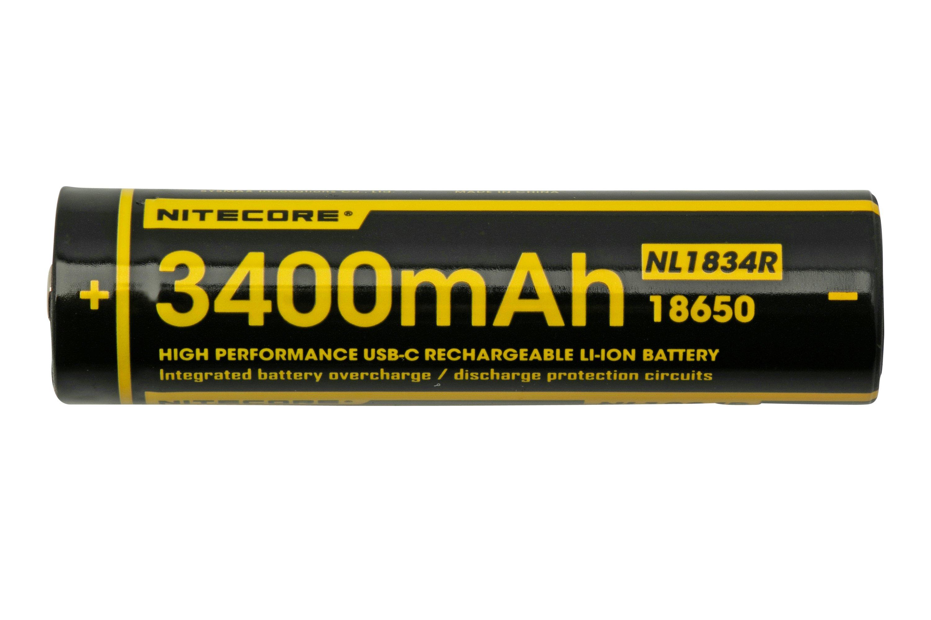 Nitecore NL1834R USB-C 18650-battery with usb-c port, 3400 mAh ...