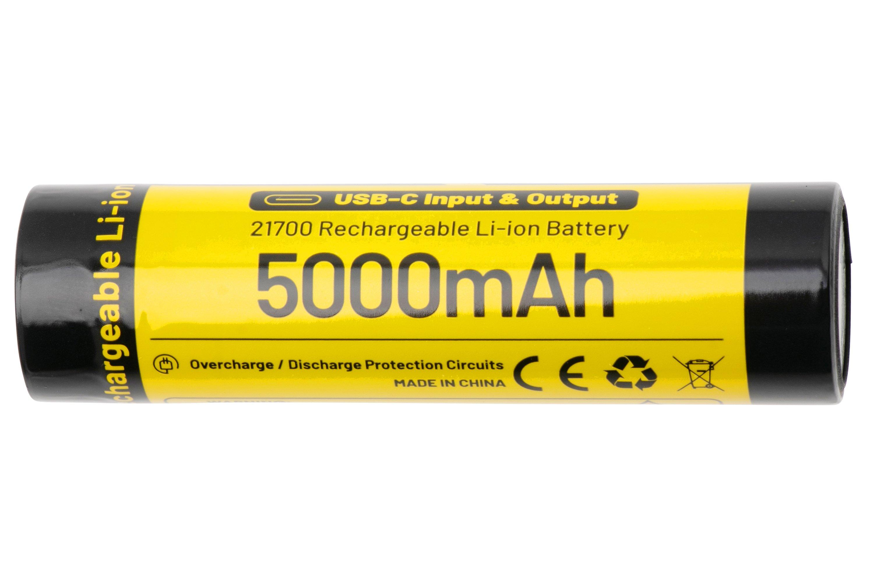 Nitecore NL2150RX 21700 Li-ion battery with usb-c port, 5000 mAh ...