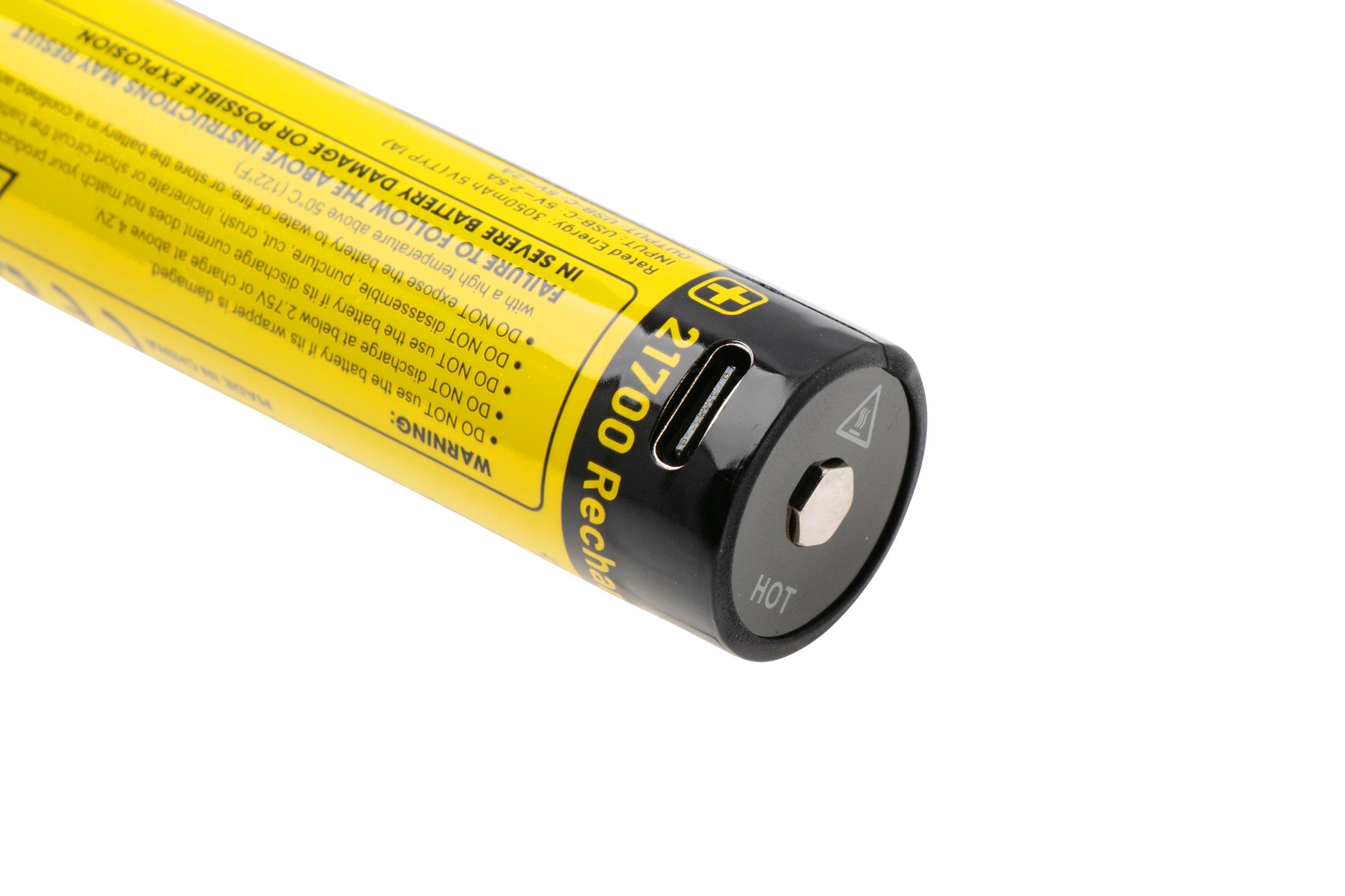 Nitecore NL2150RX 21700 Li-ion battery with usb-c port, 5000 mAh ...