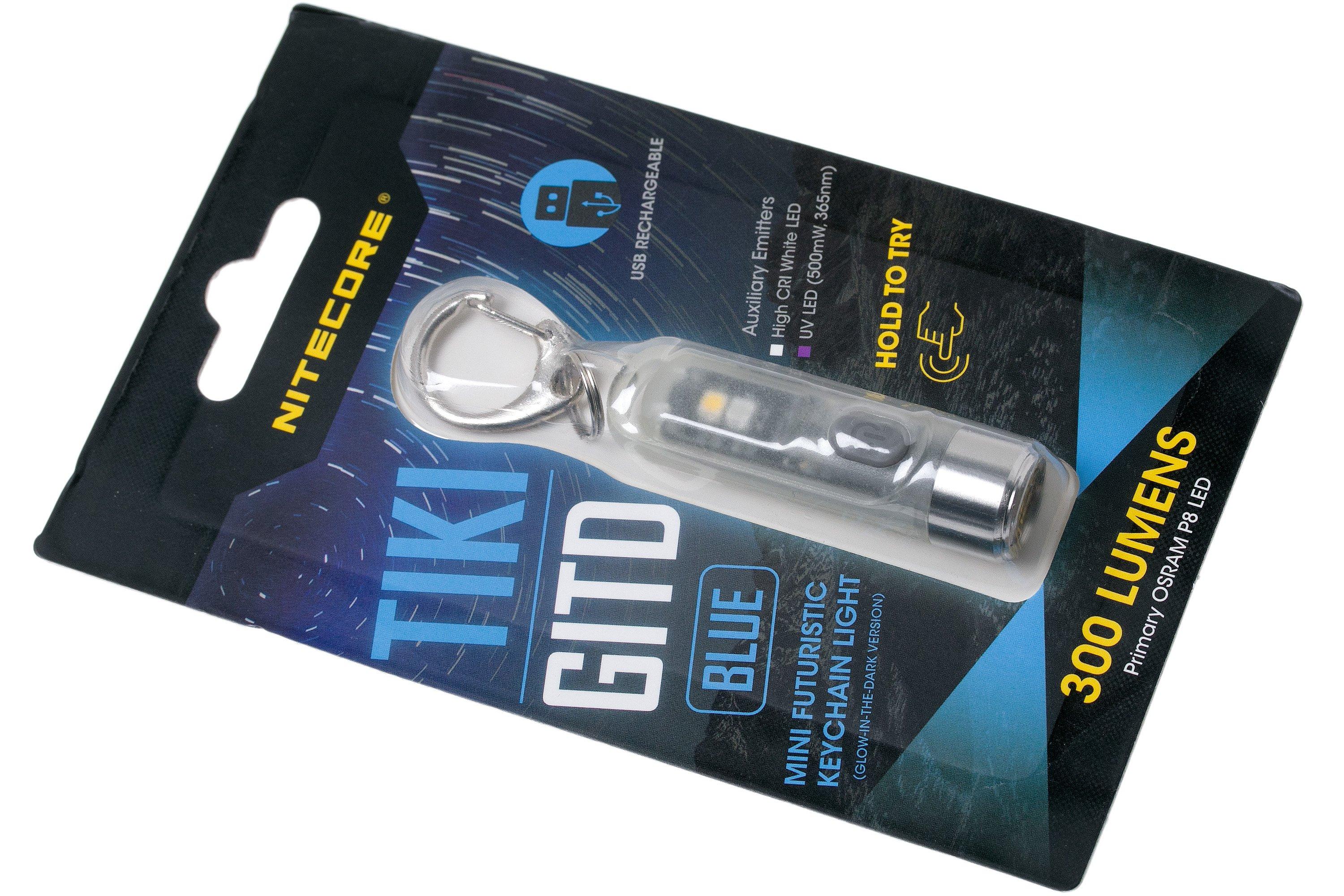 Nitecore TIKI Glow In The Dark rechargeable keychain flashlight, 300 ...
