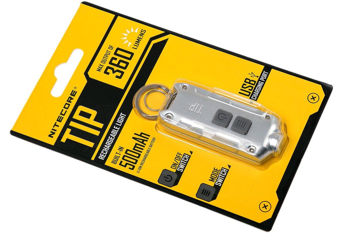 Nitecore TIP, rechargeable keychain torch, silver-coloured ...