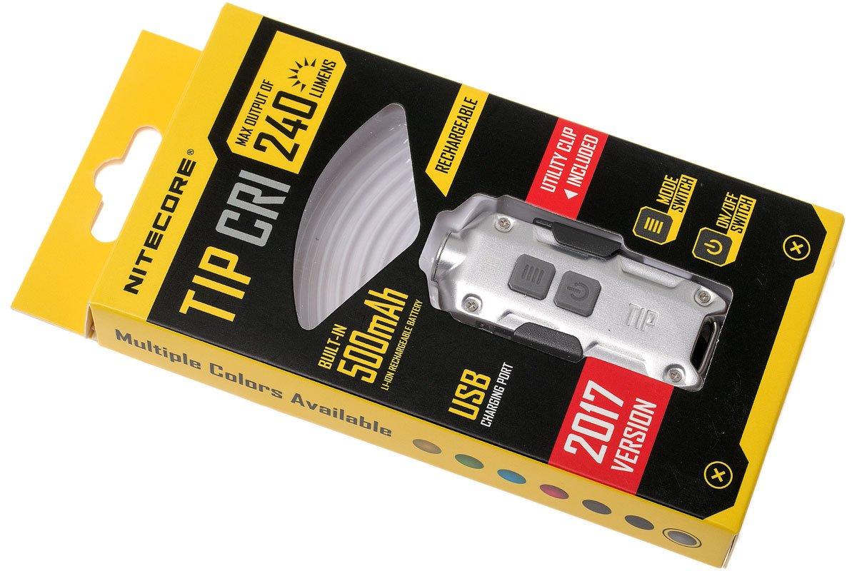 Nitecore TIP CRI Silver rechargeable keychain flashlight, silver ...